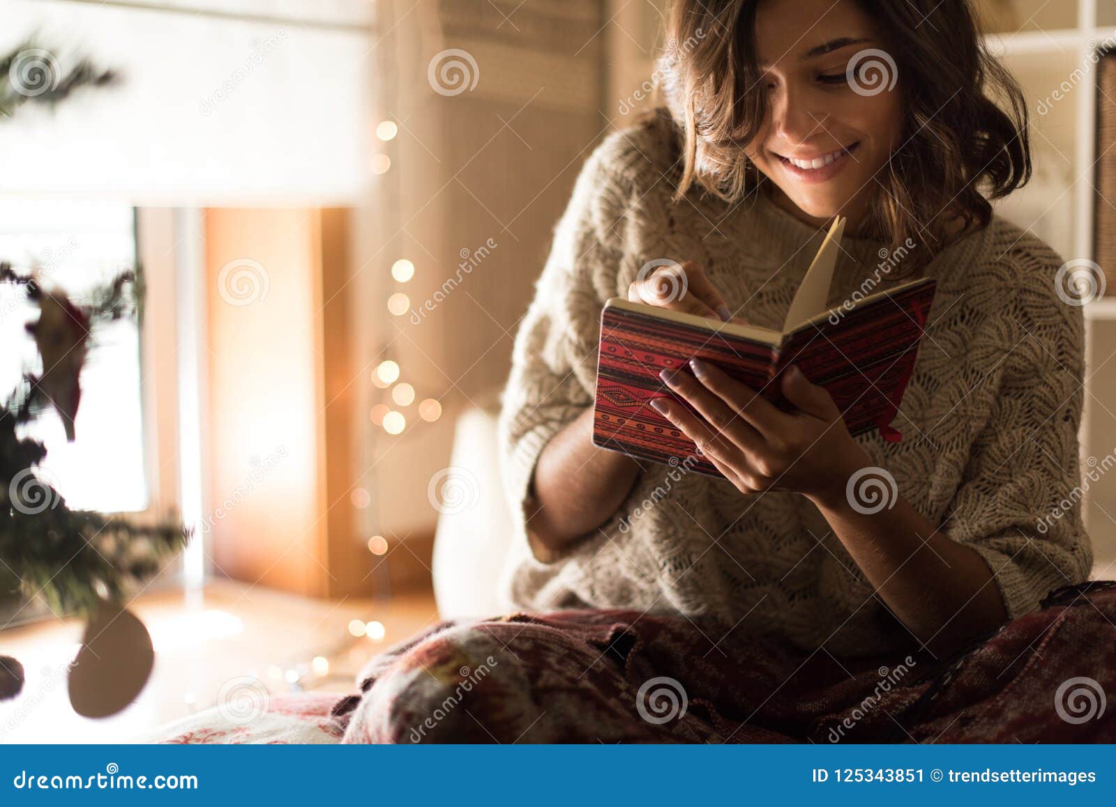Woman Writing on Sketchbook Stock Image - Image of lifestyle, diary ...