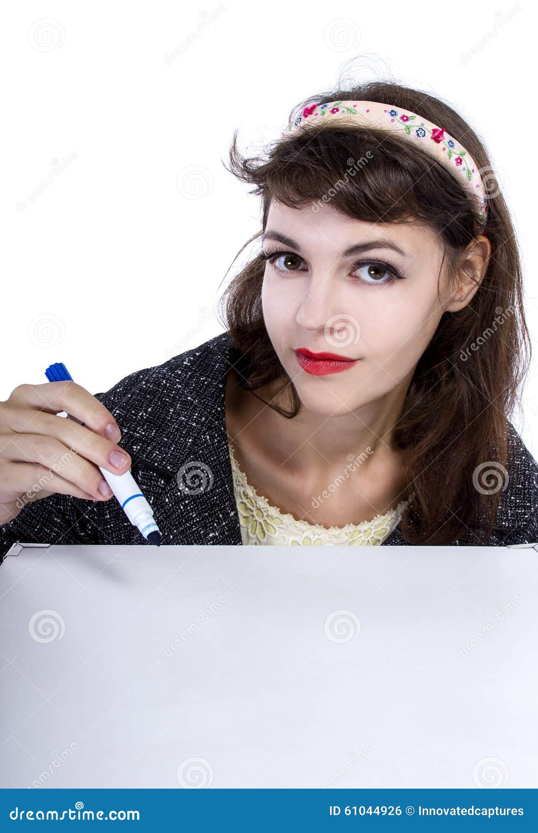 Woman Writing on Table Surface Stock Photo - Image of creativity, blank ...