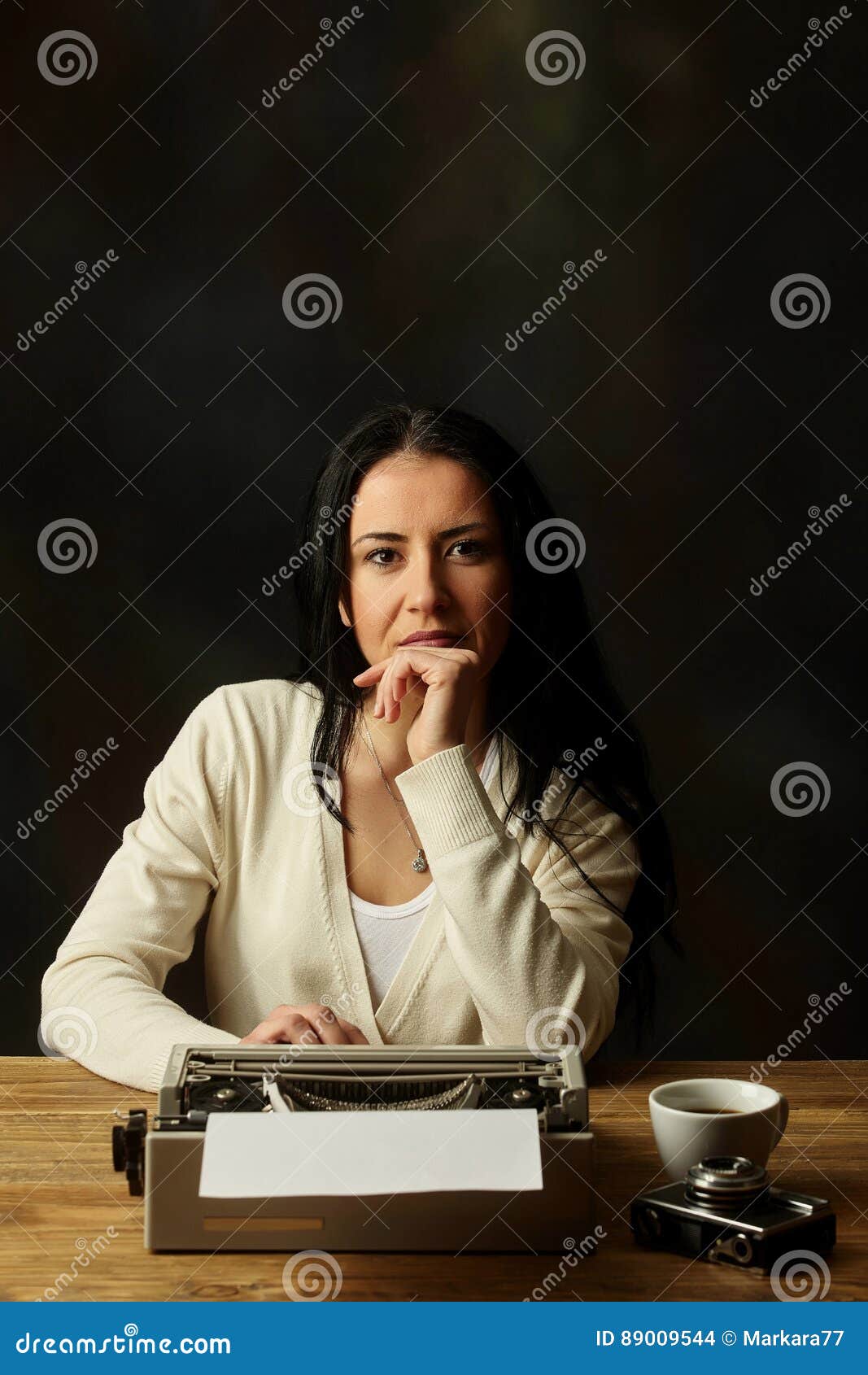 Woman Writing on a Typewriter. Stock Photo - Image of concept, magic ...