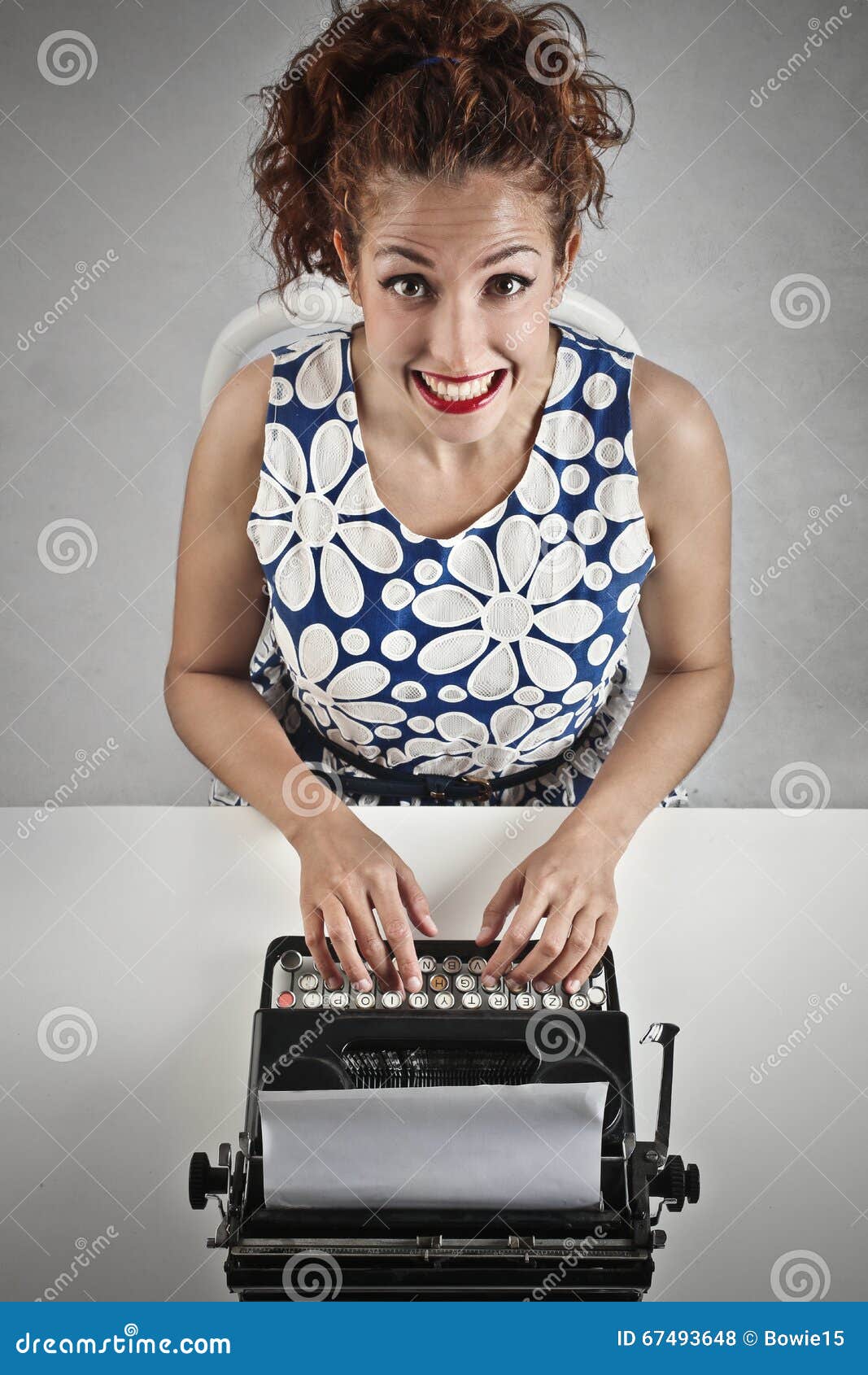 Woman Writing on a Typing Machine Stock Photo - Image of portrait ...