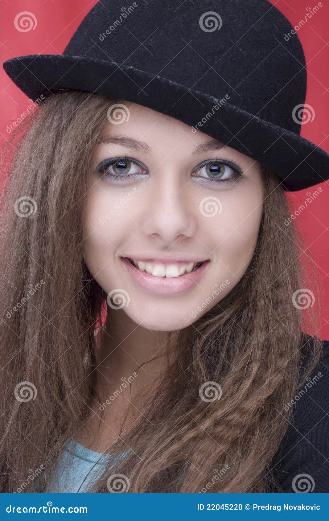 Woman Wth Beautiful Smile and Hat Stock Photo - Image of studio, single ...