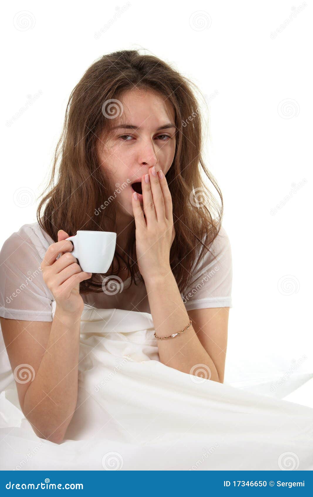 Woman yawn stock photo. Image of beauty, pillow, domestic - 17346650