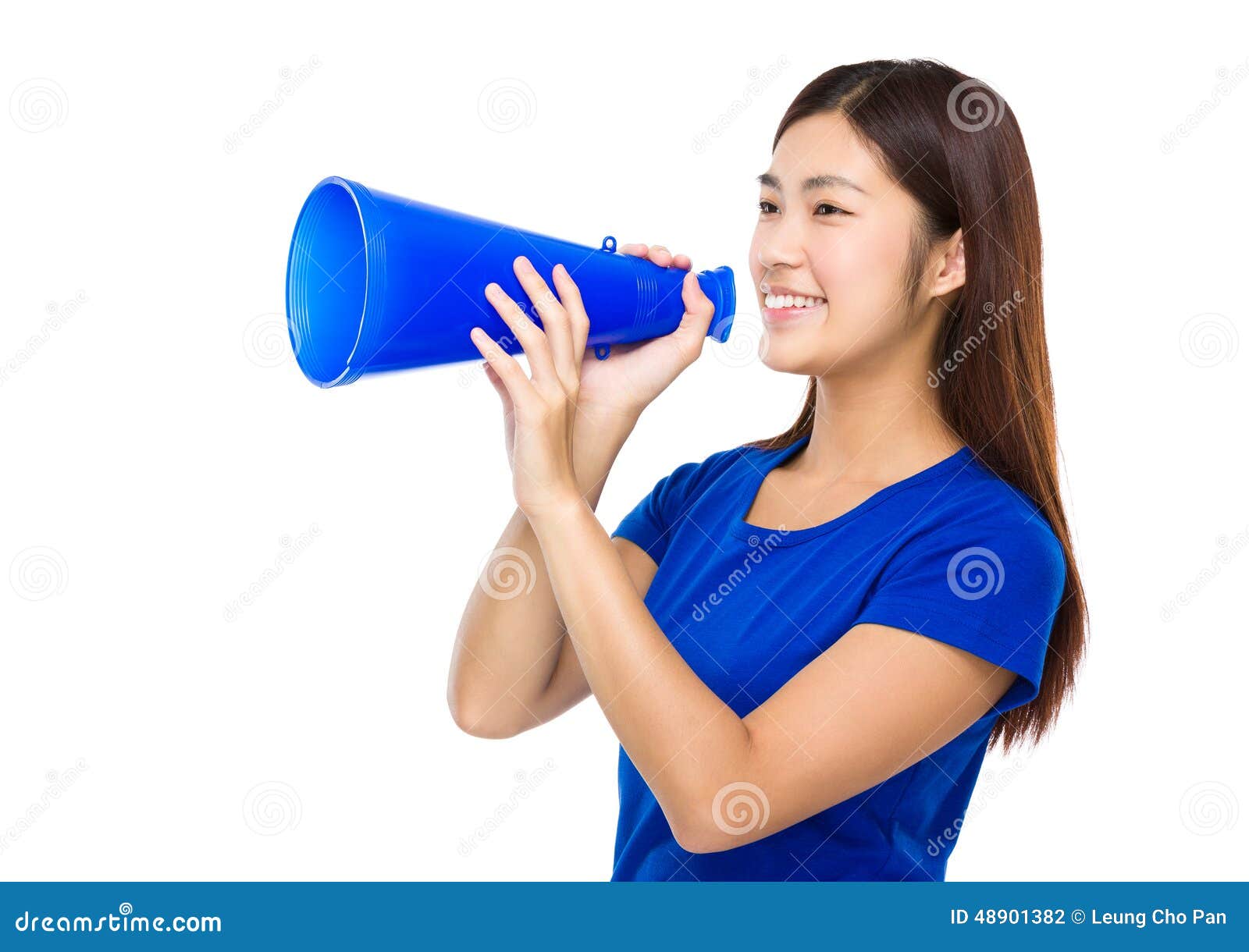 Woman yell with megaphone stock photo. Image of background - 48901382