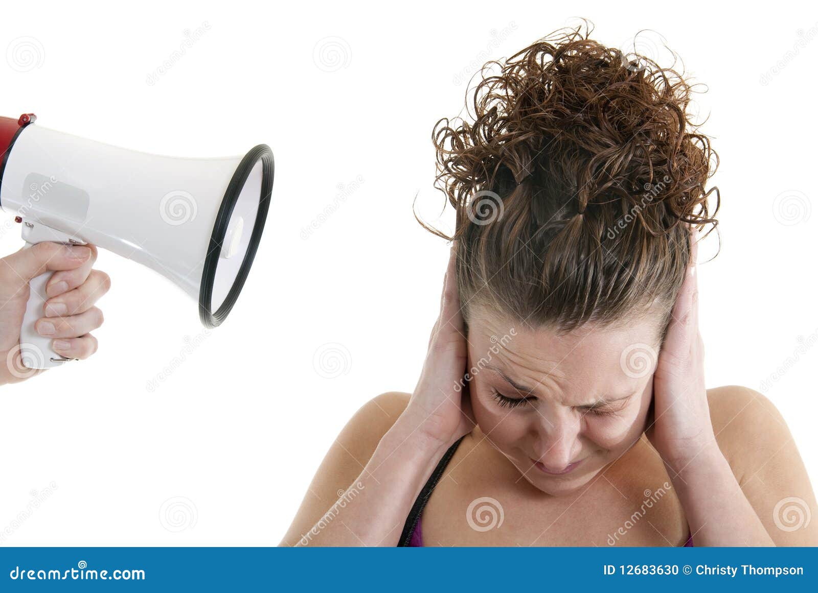 Woman Yelled at by a Megaphone Stock Photo - Image of shouting, girl ...