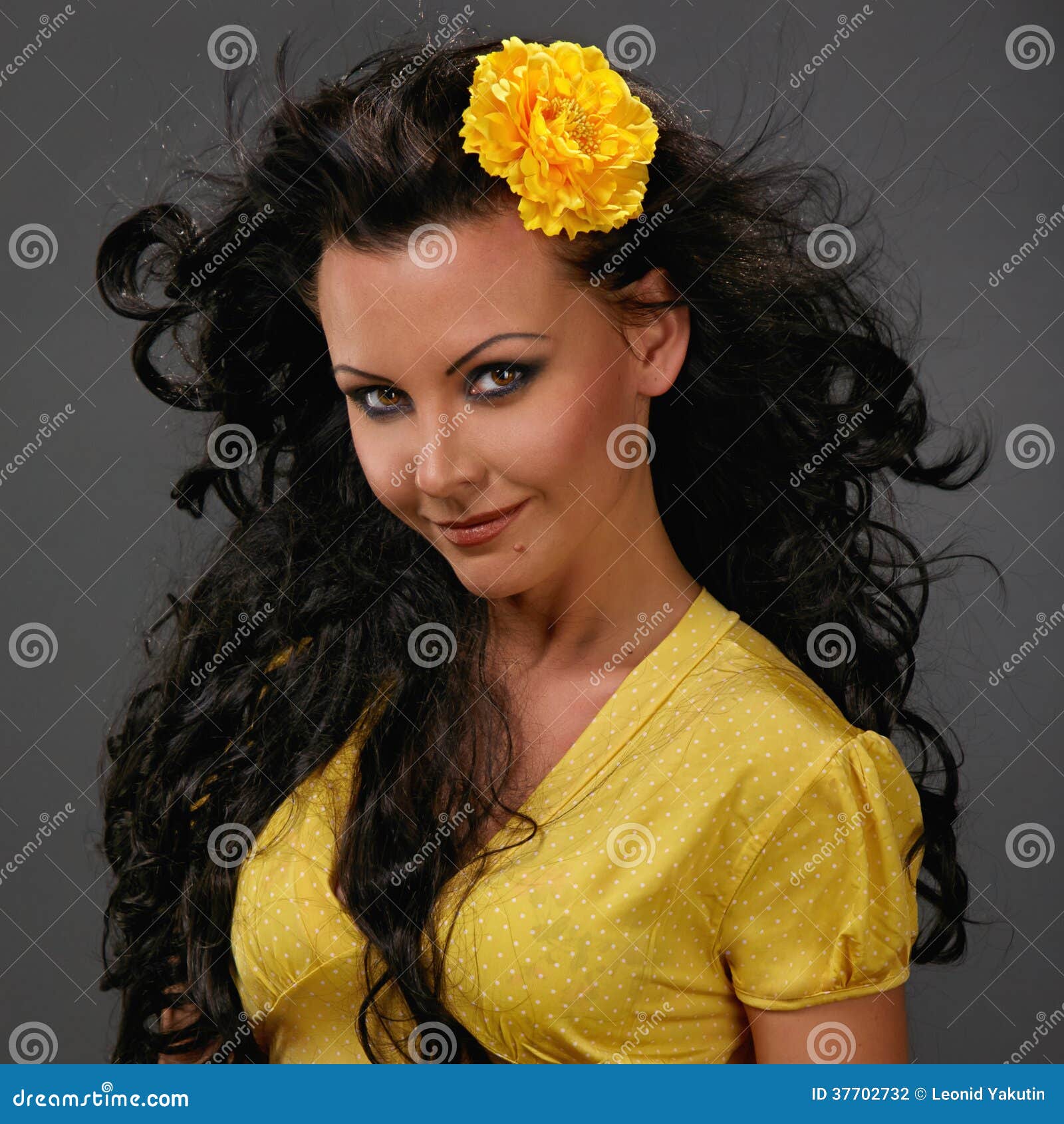 Woman in yellow stock photo. Image of modern, beautiful - 37702732