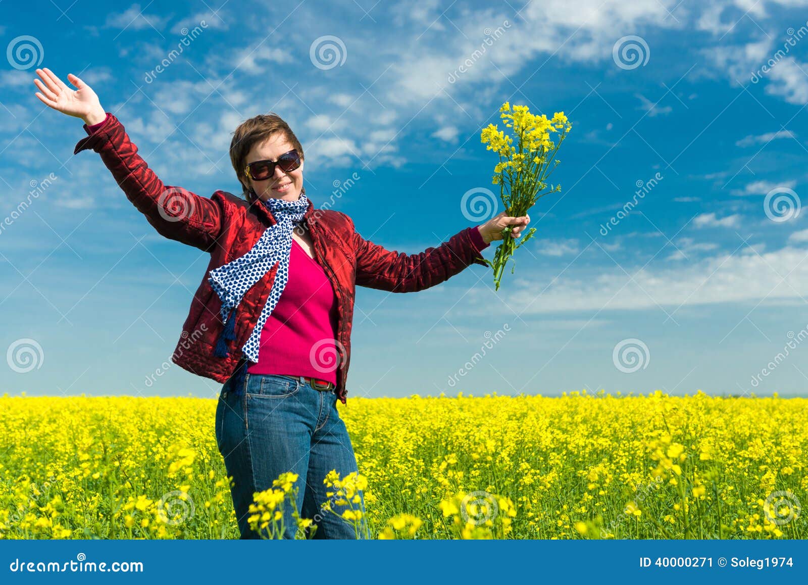 Woman Sunglasses Red Rapeseed Field Stock Photos - Free & Royalty-Free ...