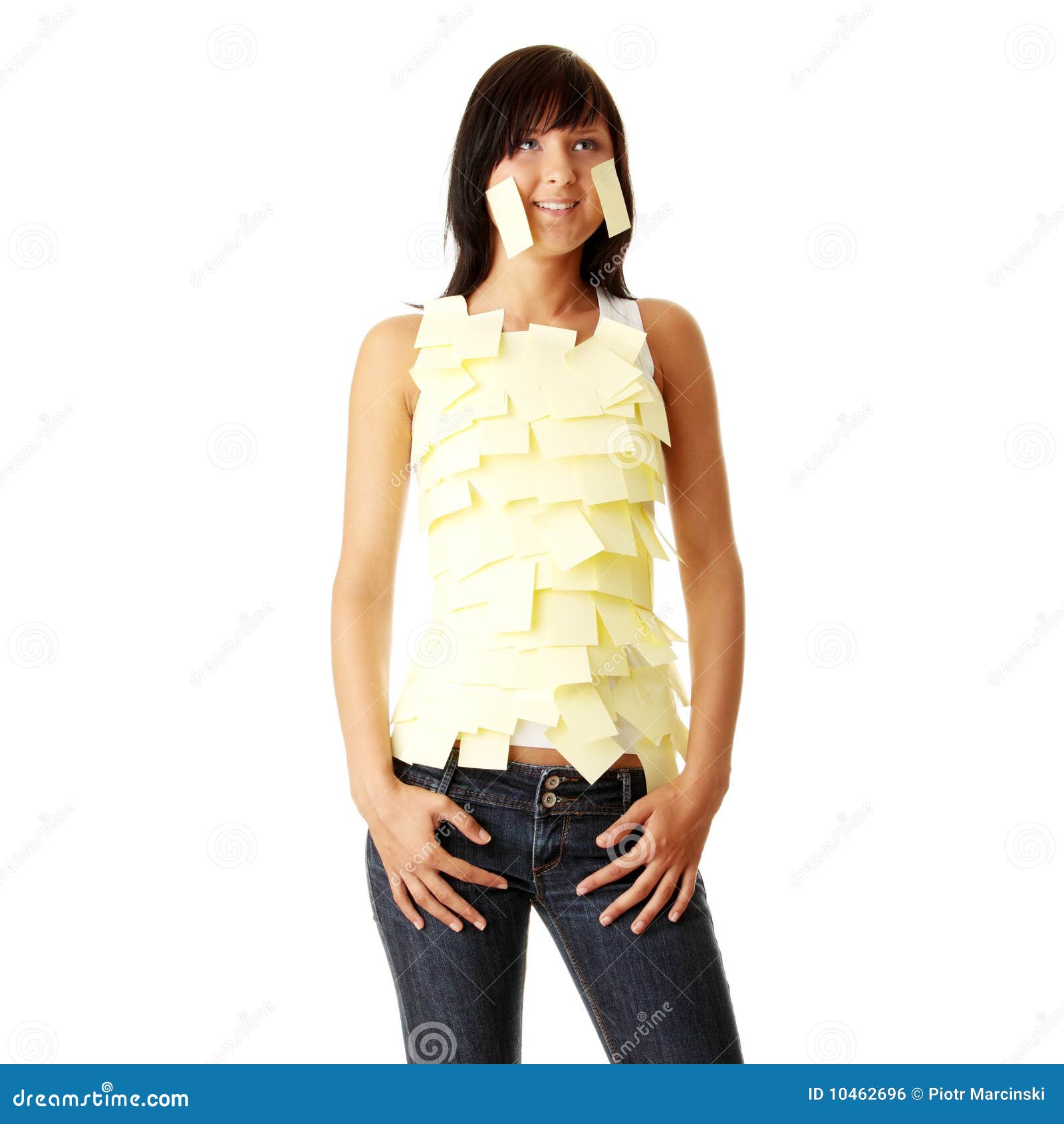 Woman with Yellow Sticky Notes Stock Photo - Image of girl, message ...