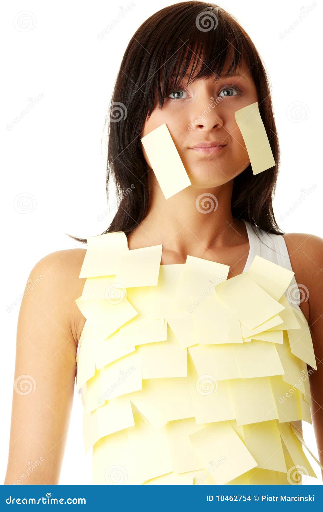 Woman with Yellow Sticky Notes Stock Photo - Image of attractive, blank ...
