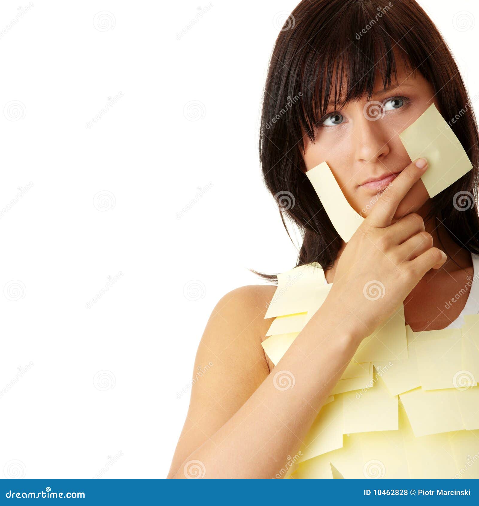Woman with Yellow Sticky Notes Stock Photo - Image of person ...