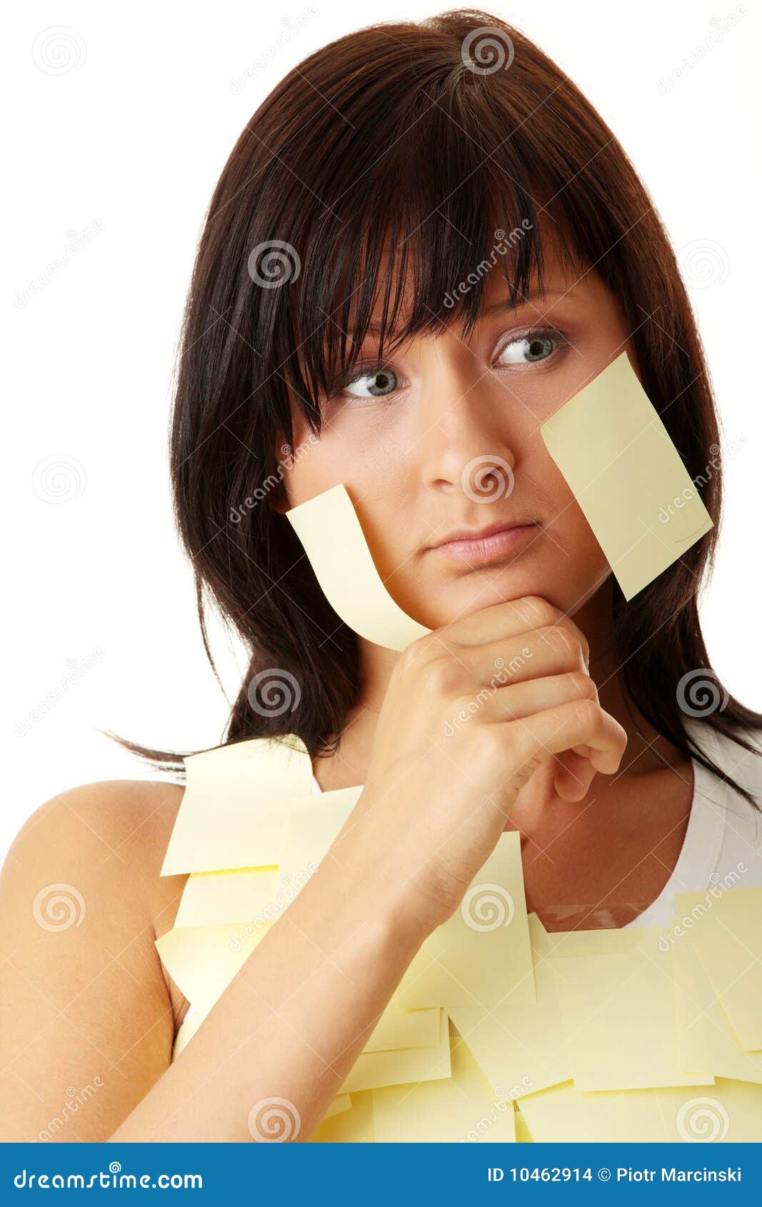 Woman with Yellow Sticky Notes Stock Photo - Image of girl, business ...