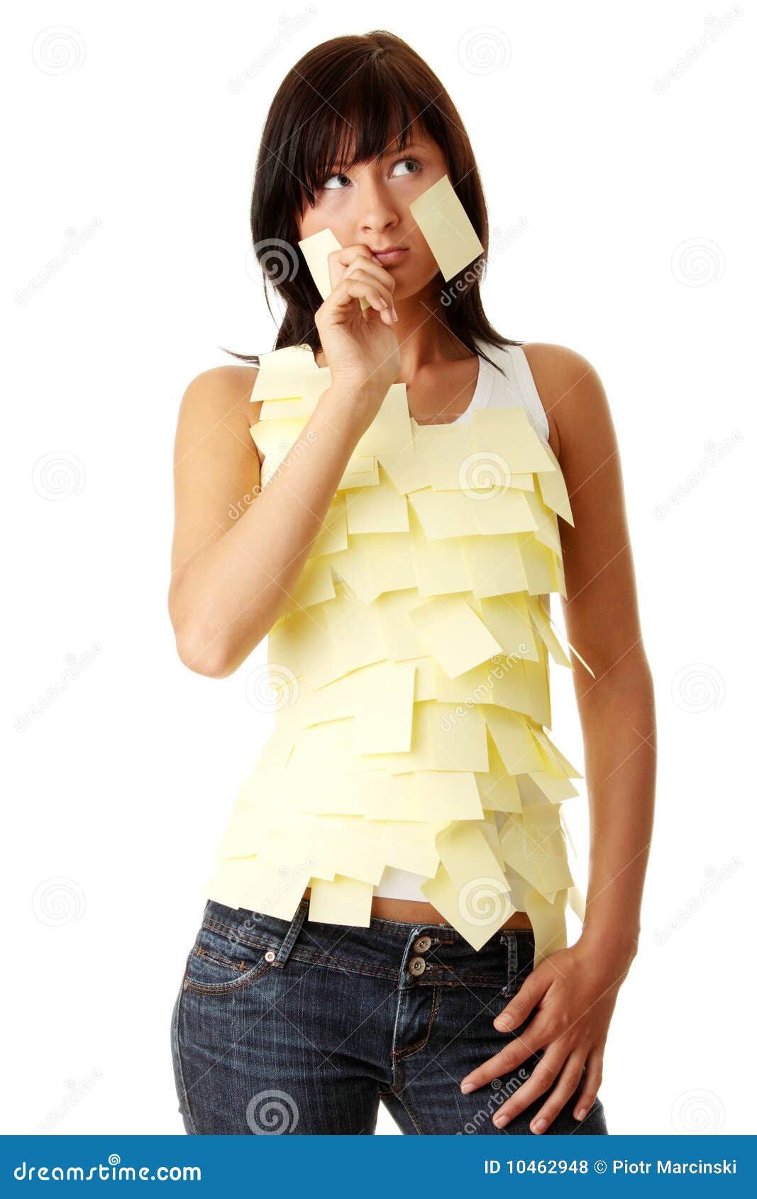 Woman with Yellow Sticky Notes Stock Photo - Image of business ...