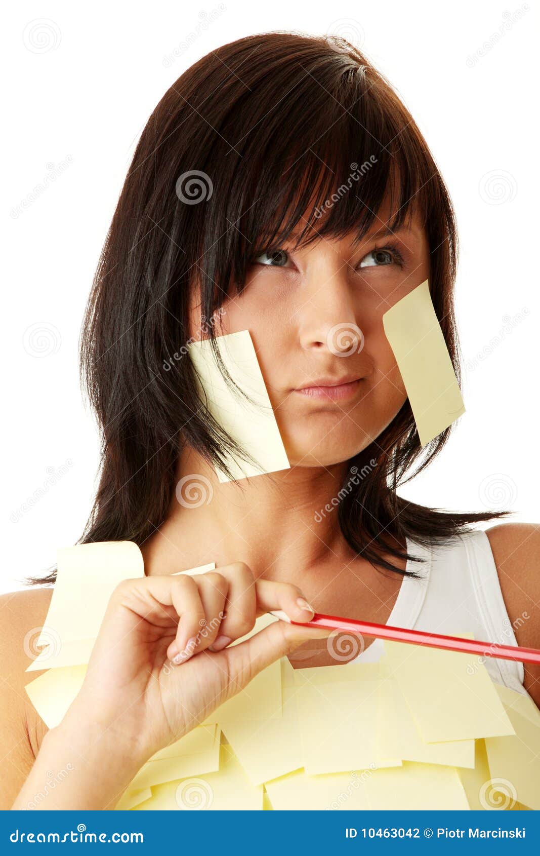 Woman with Yellow Sticky Notes Stock Photo - Image of note, post: 10463042