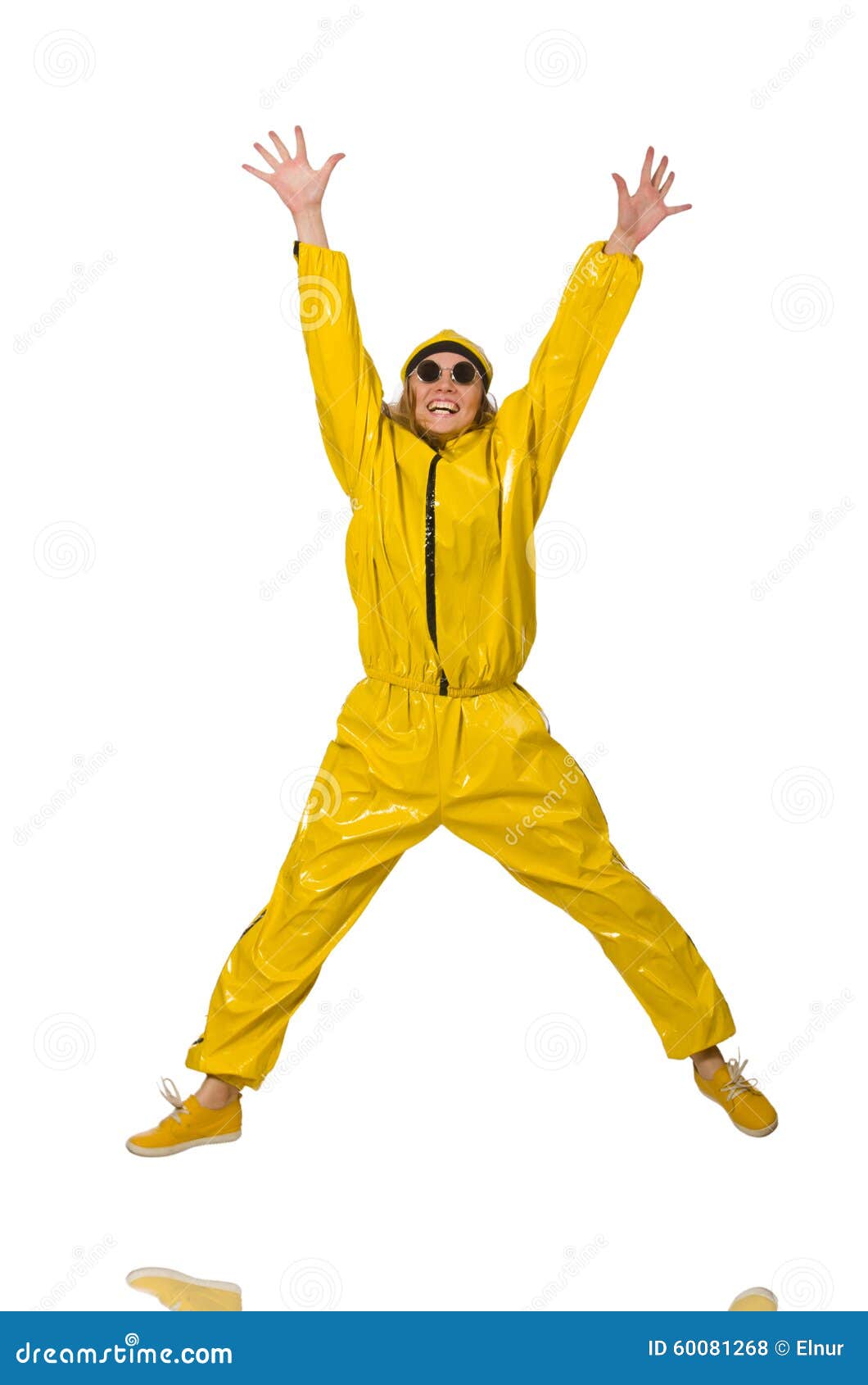 Woman in Yellow Suit Isolated on White Stock Photo - Image of rapper ...