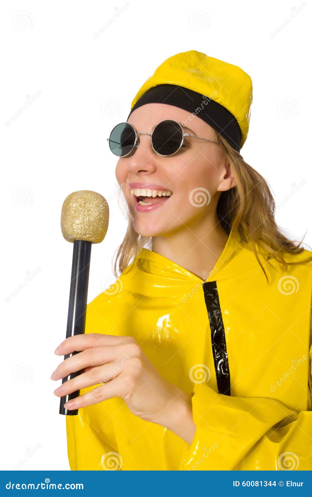 Woman in Yellow Suit Isolated on White Stock Photo - Image of rapper ...