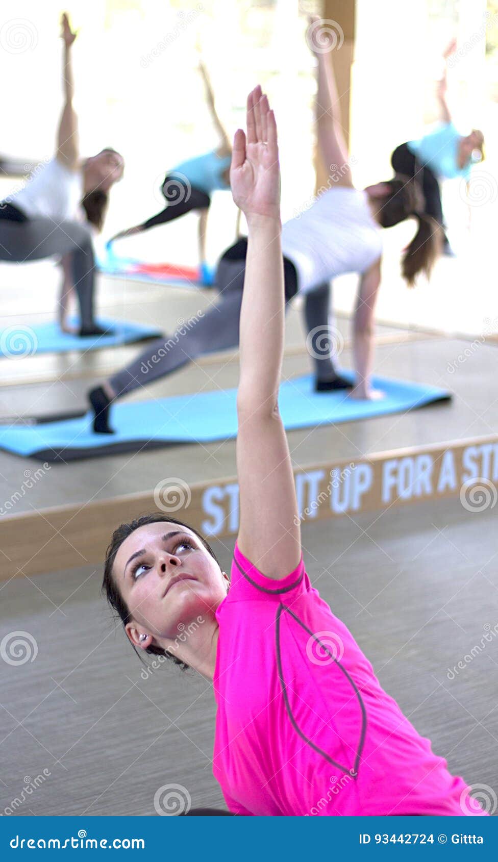 Woman in yoga class stock photo. Image of person, instructor - 93442724