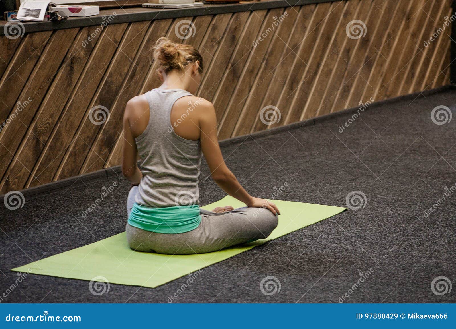 Woman on a yoga mat stock image. Image of asana, adult - 97888429