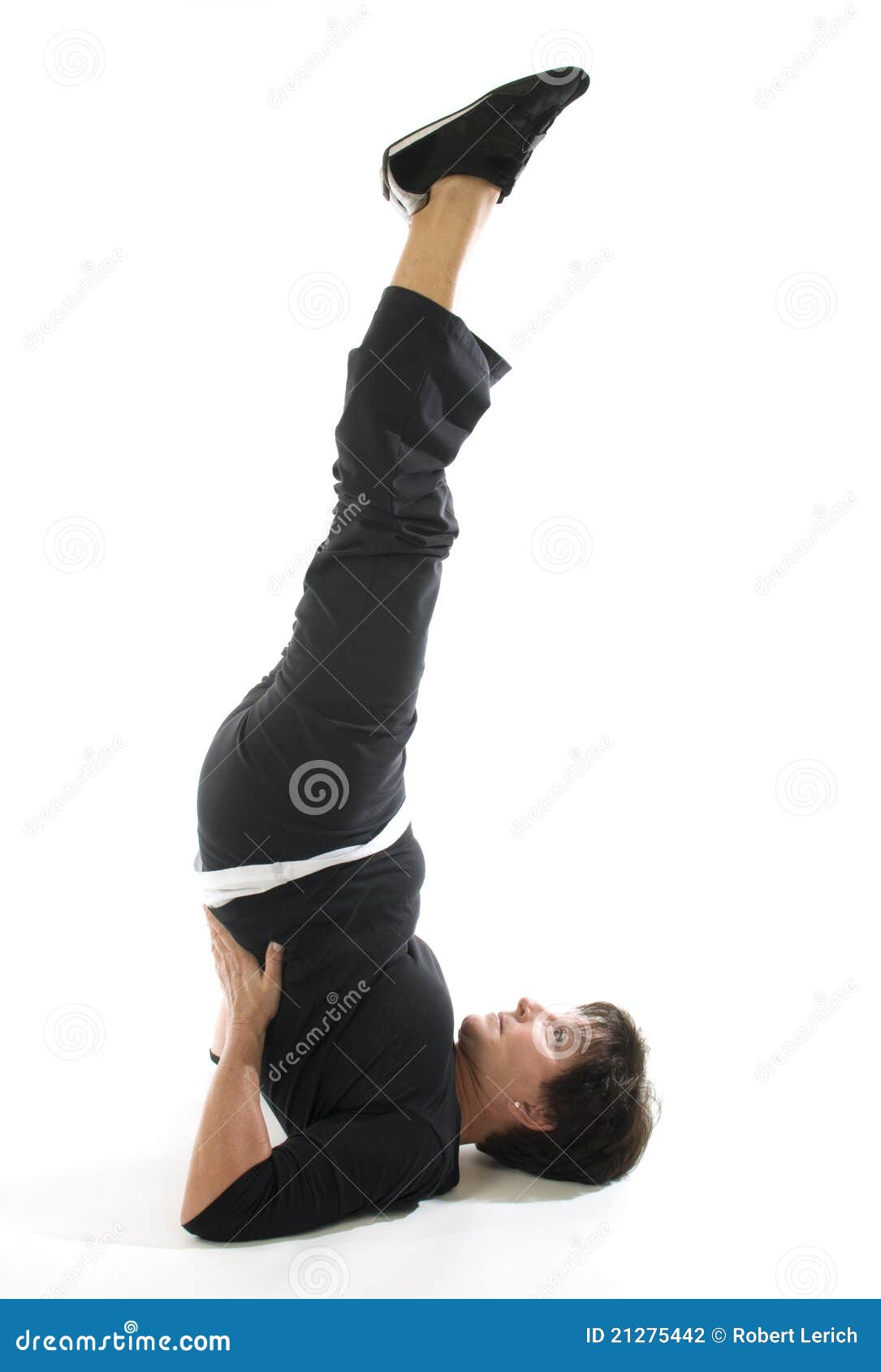 Woman Yoga Position Half Shoulderstand Stock Photo - Image of woman ...