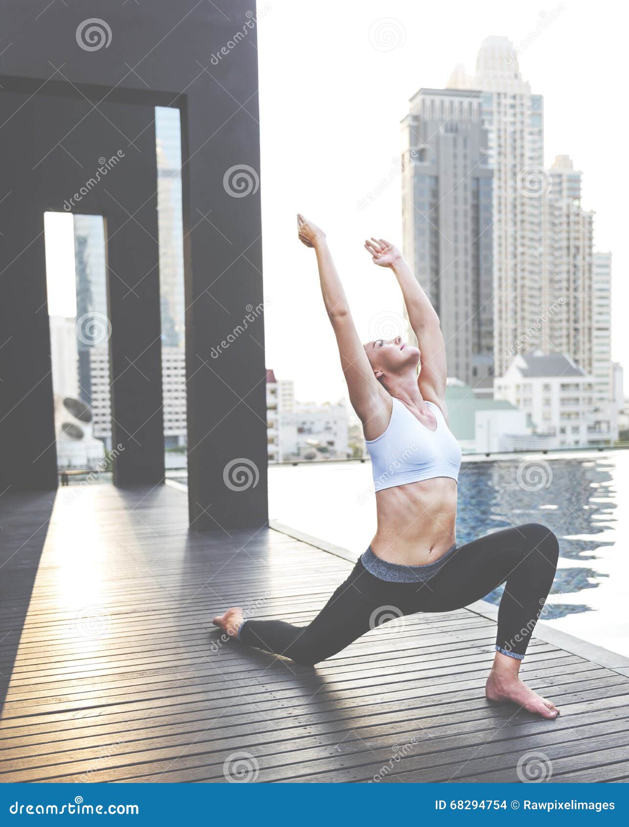 Woman Yoga Practice Pose Training Concept Stock Photo - Image of pose ...