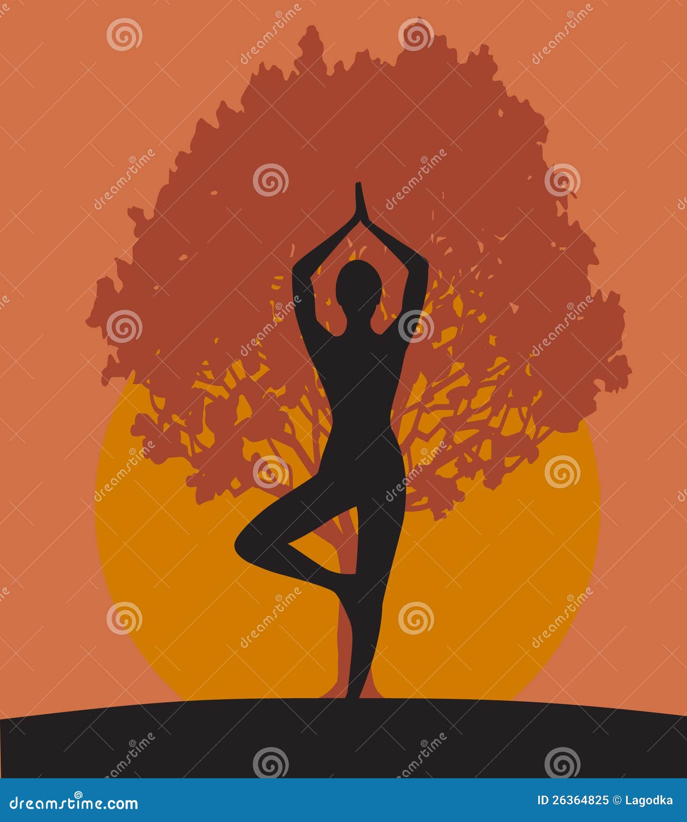 Yoga Tree Pose Or Vrikshasana Silhouette. Female Relaxing Yoga Pose ...