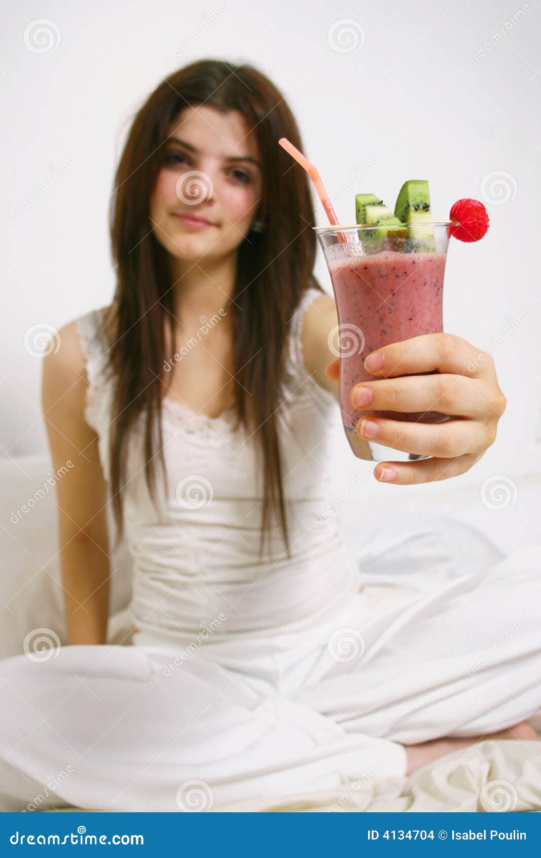 Woman and yummy smoothie stock photo. Image of teenage - 4134704