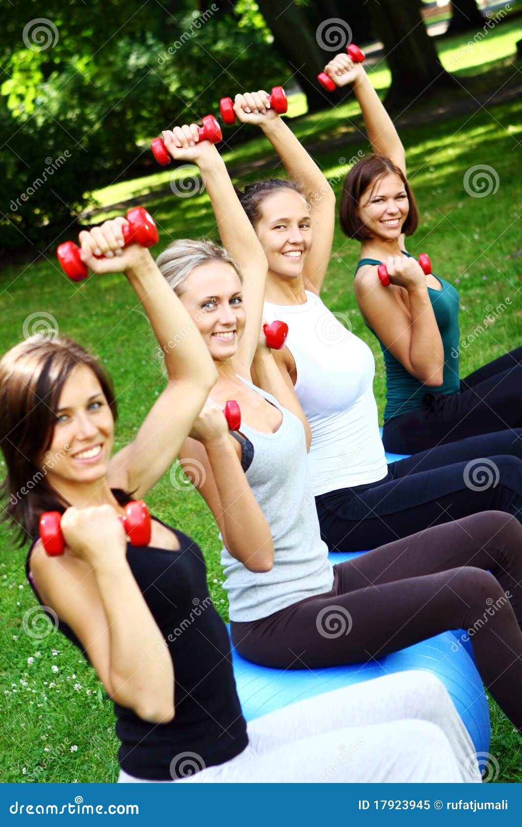 Womans Doing Fitness Exercises Stock Image - Image of exercise, green ...