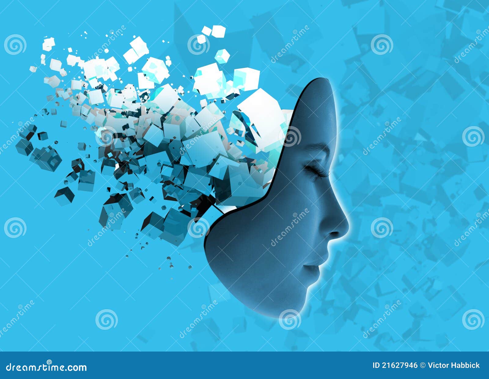 Womans Face and Abstract Technology. Stock Illustration - Illustration ...