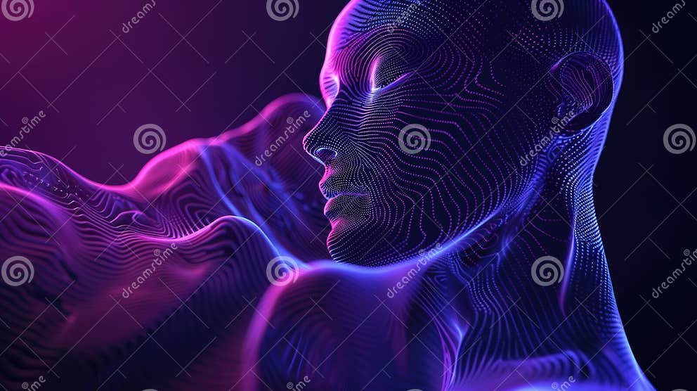 A Womans Face is Depicted with Intricate Lines Resembling Binary Code ... A Womans Face is Depicted with Intricate Lines Resembling Binary Code ...