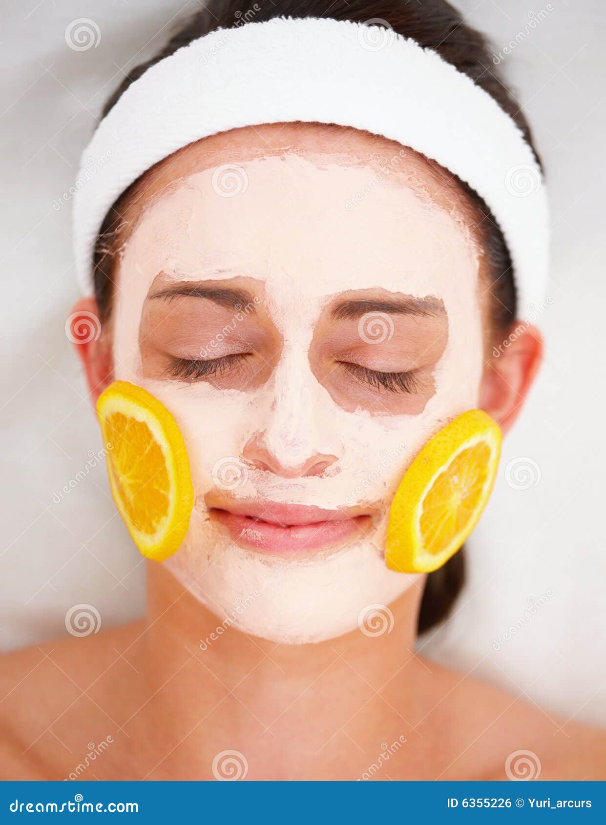 Womans Face with Orange Slices on Cheeks Stock Photo - Image of girl ...