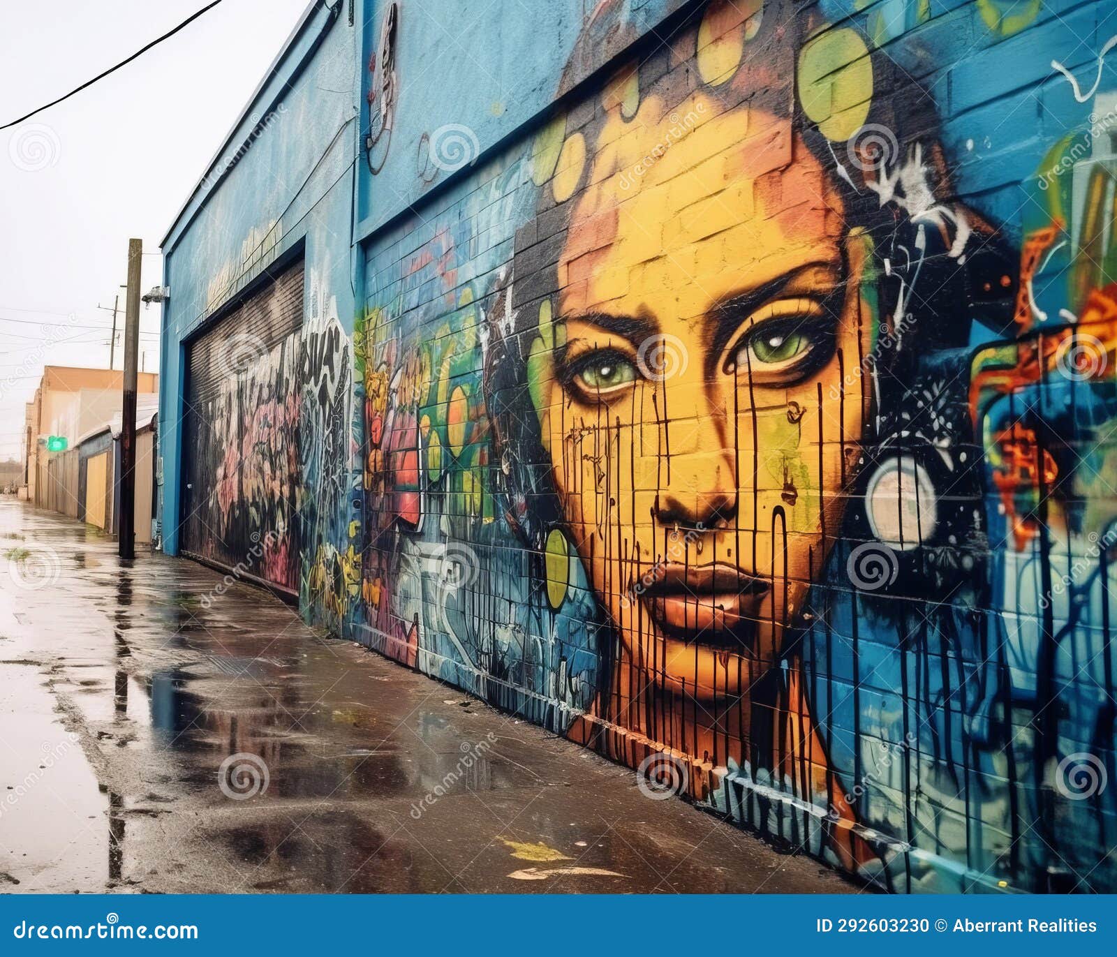 A Womans Face is Painted on the Side of a Building Stock Illustration ...