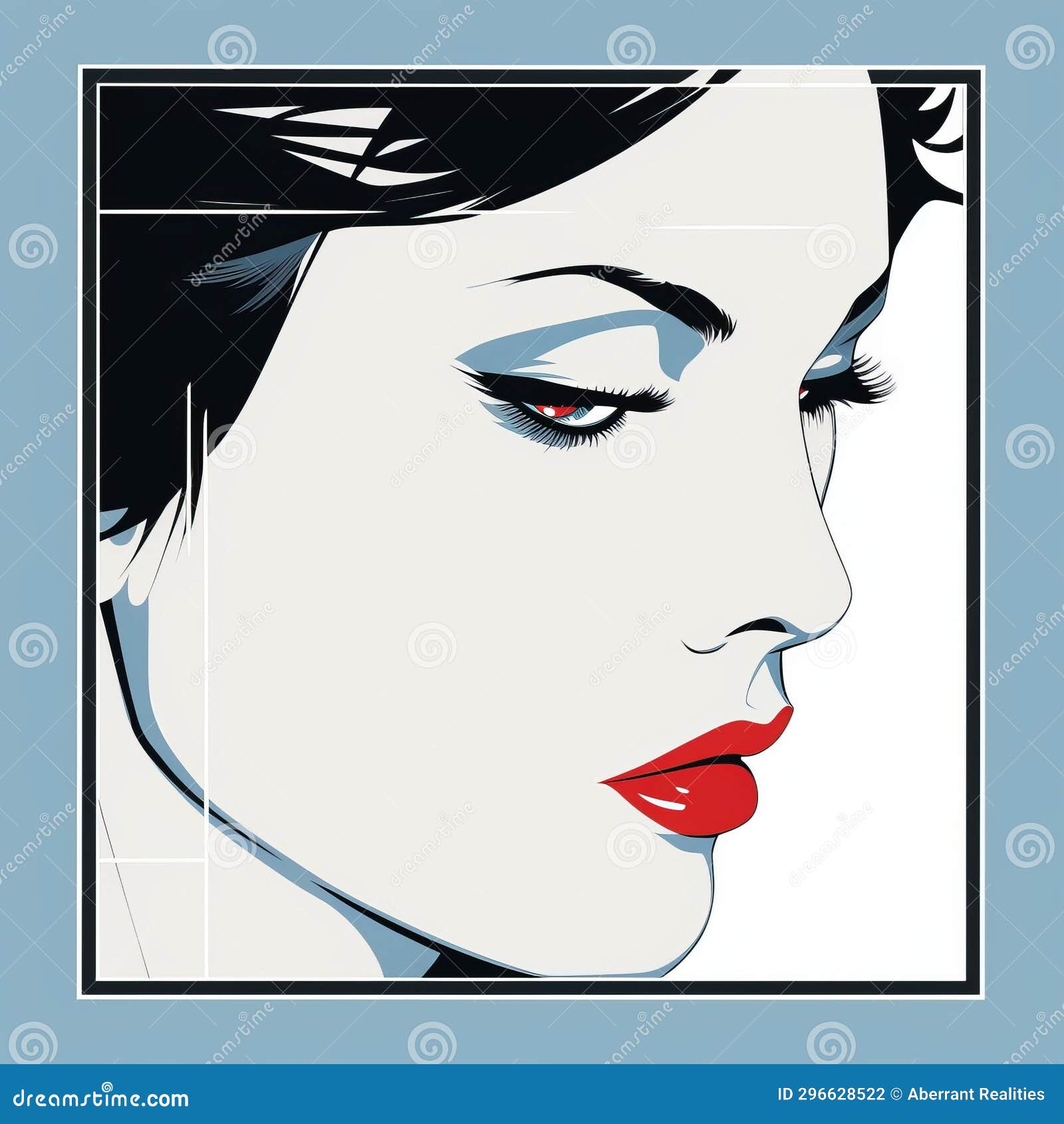 A Womans Face is Shown in a Pop Art Style Stock Illustration ...
