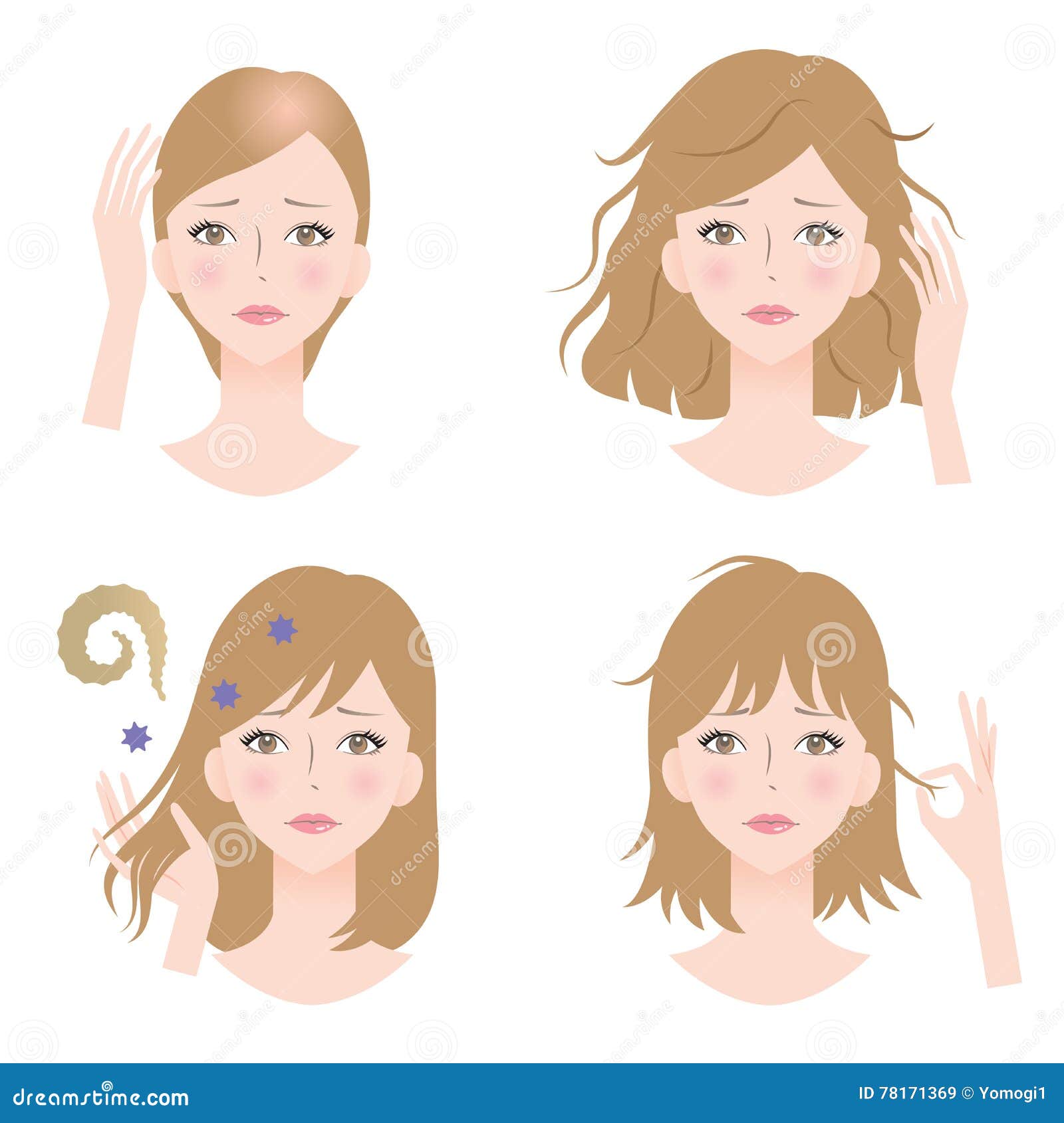Womans hair problems stock vector. Illustration of beauty - 78171369