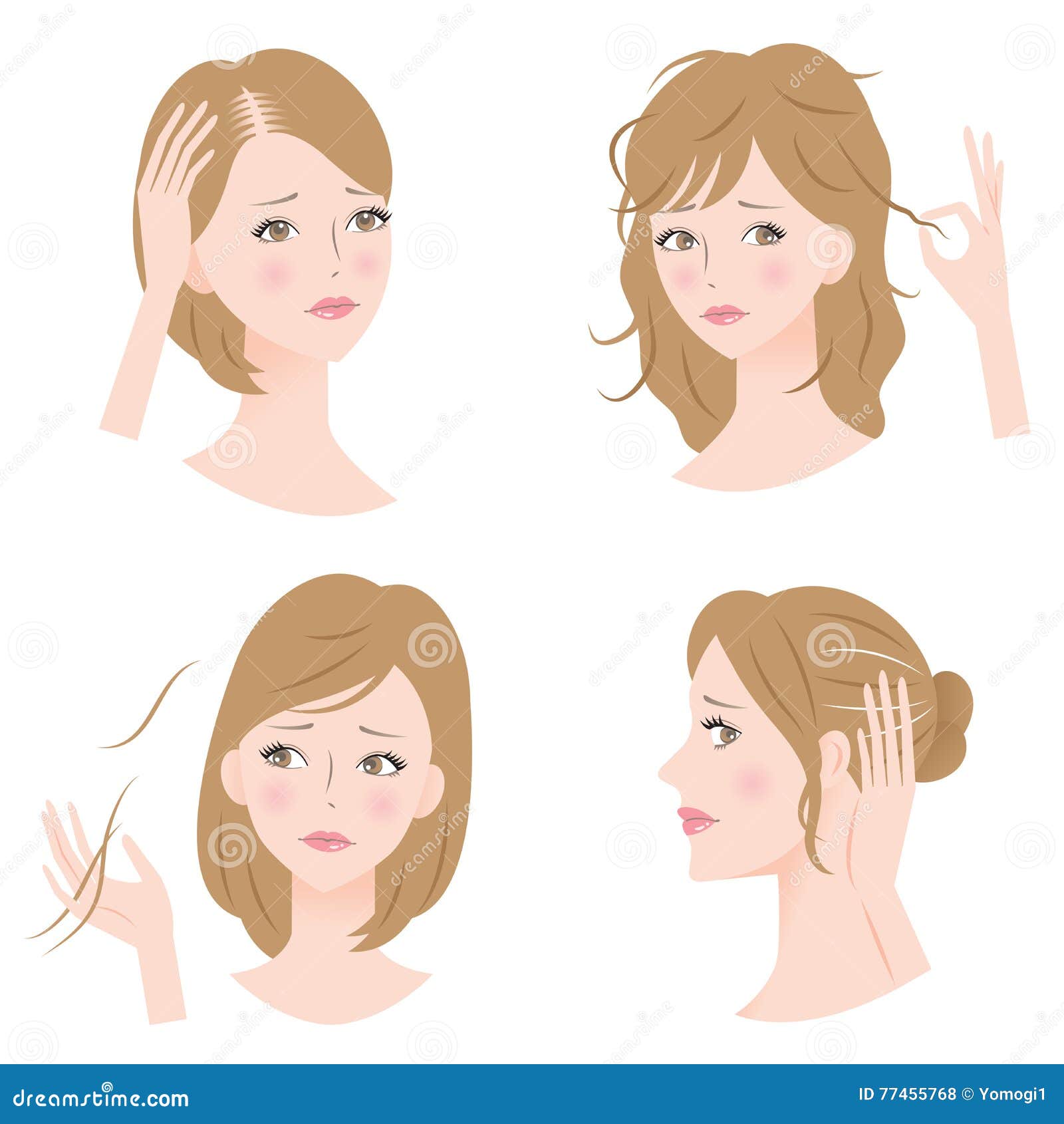 Womans hair problems stock vector. Illustration of hand - 77455768