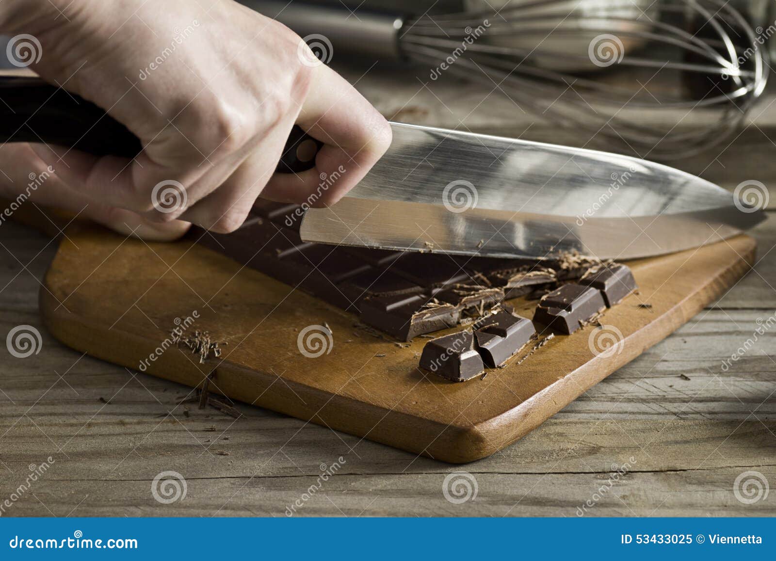 Womans Hands Chopping Chocolate Bar with Knife Stock Image - Image of ...