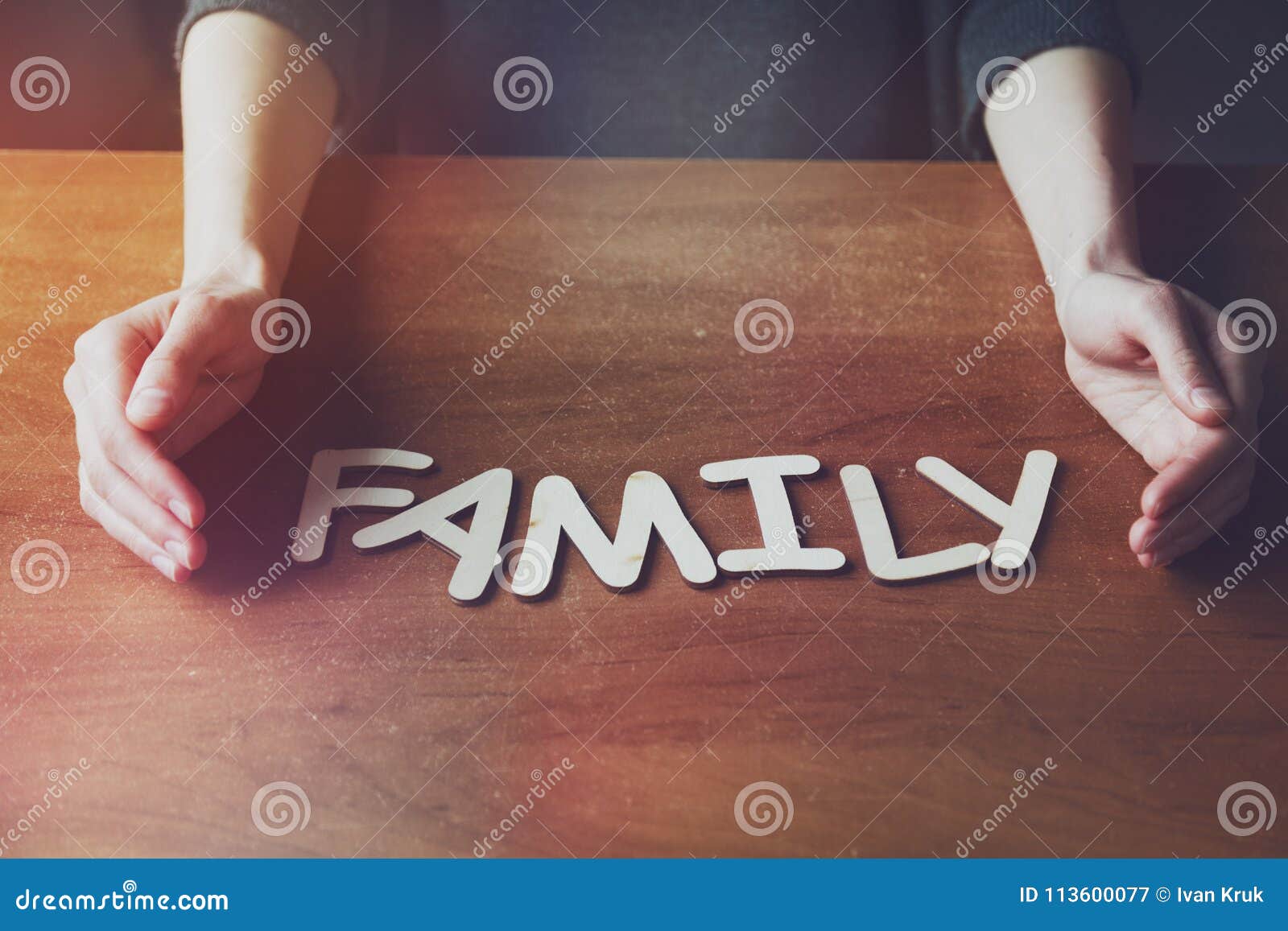 Womans Hands with Family Word Stock Image - Image of decoration ...