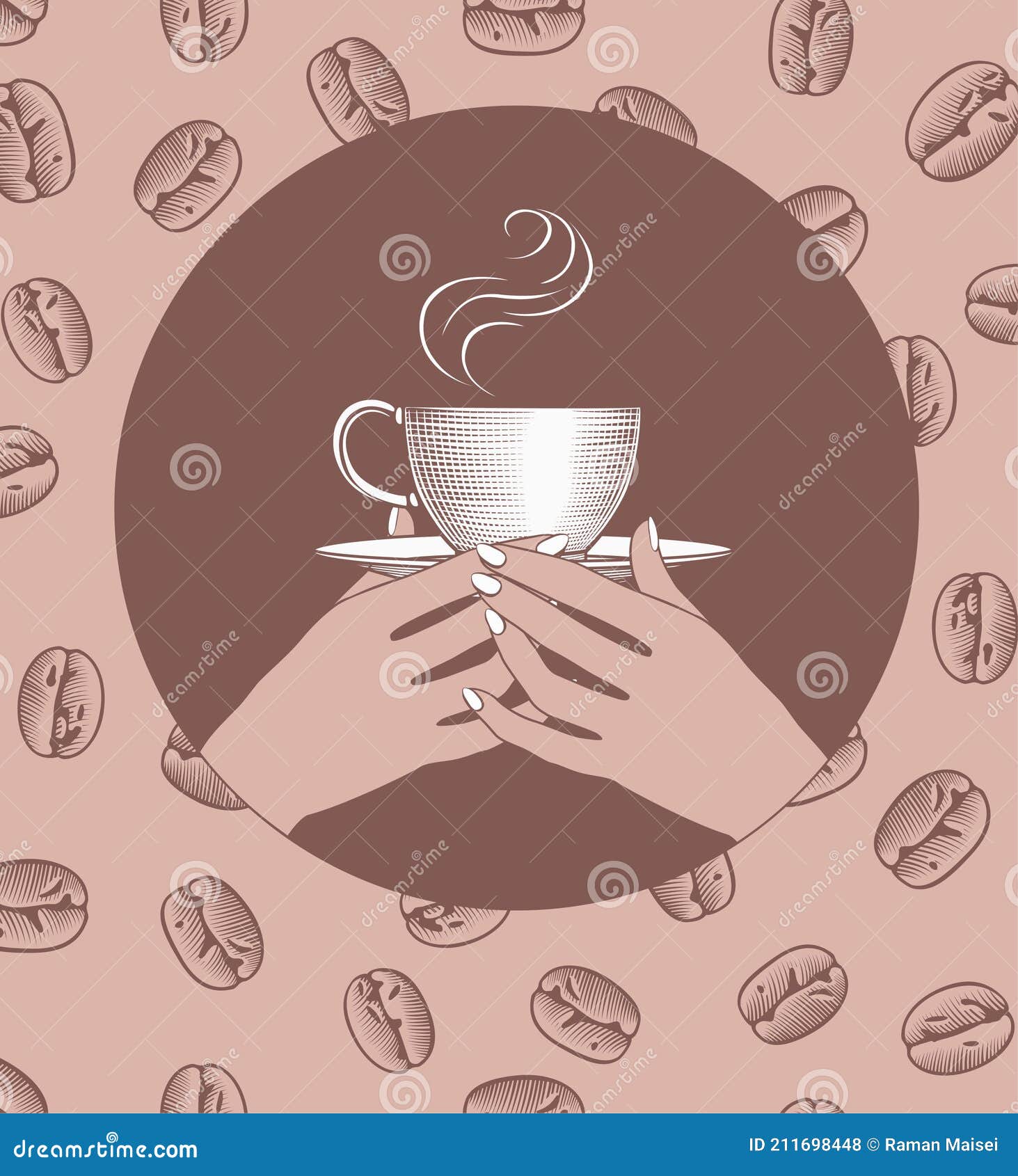 Womans Hands Holding a Coffee Cup. Stock Vector - Illustration of ...