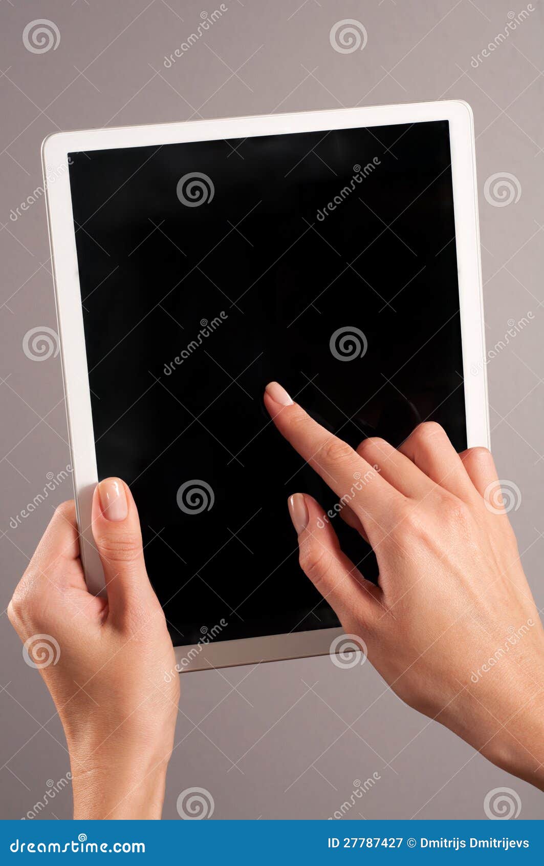 Womans Hands Holding a Tablet Pc Stock Image - Image of banner, hold ...