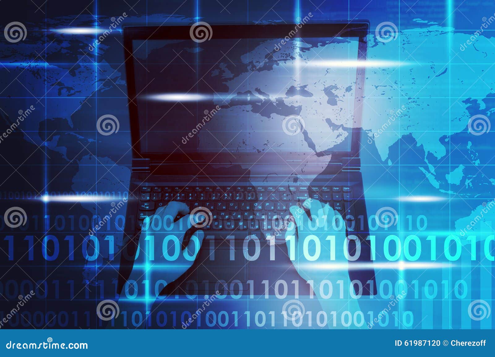 Womans Hands with Laptop and Numbers Stock Illustration - Illustration ...