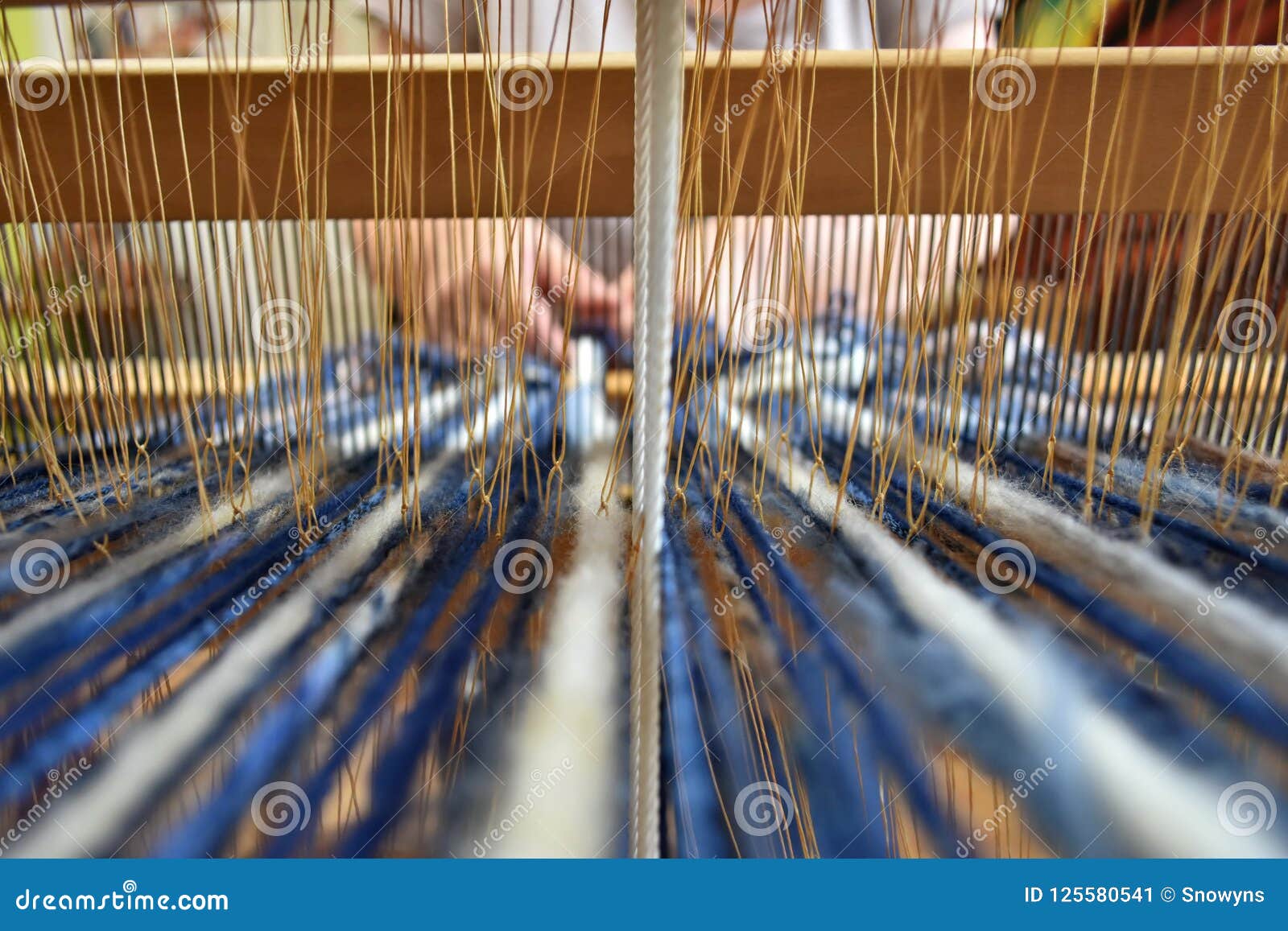 Womans Hands Weaving on a Loom Stock Image - Image of work, fabric ...