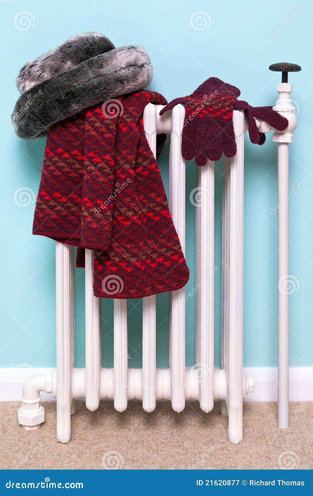 Womans Hat Scarf and Gloves Drying on a Radiator Stock Image - Image of ...