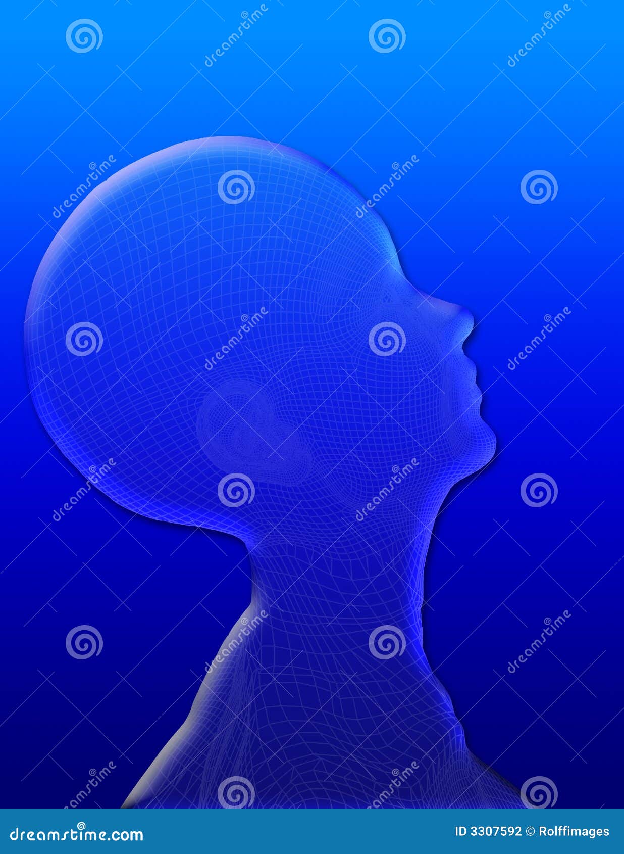 Womans head on blue stock illustration. Illustration of heaven - 3307592