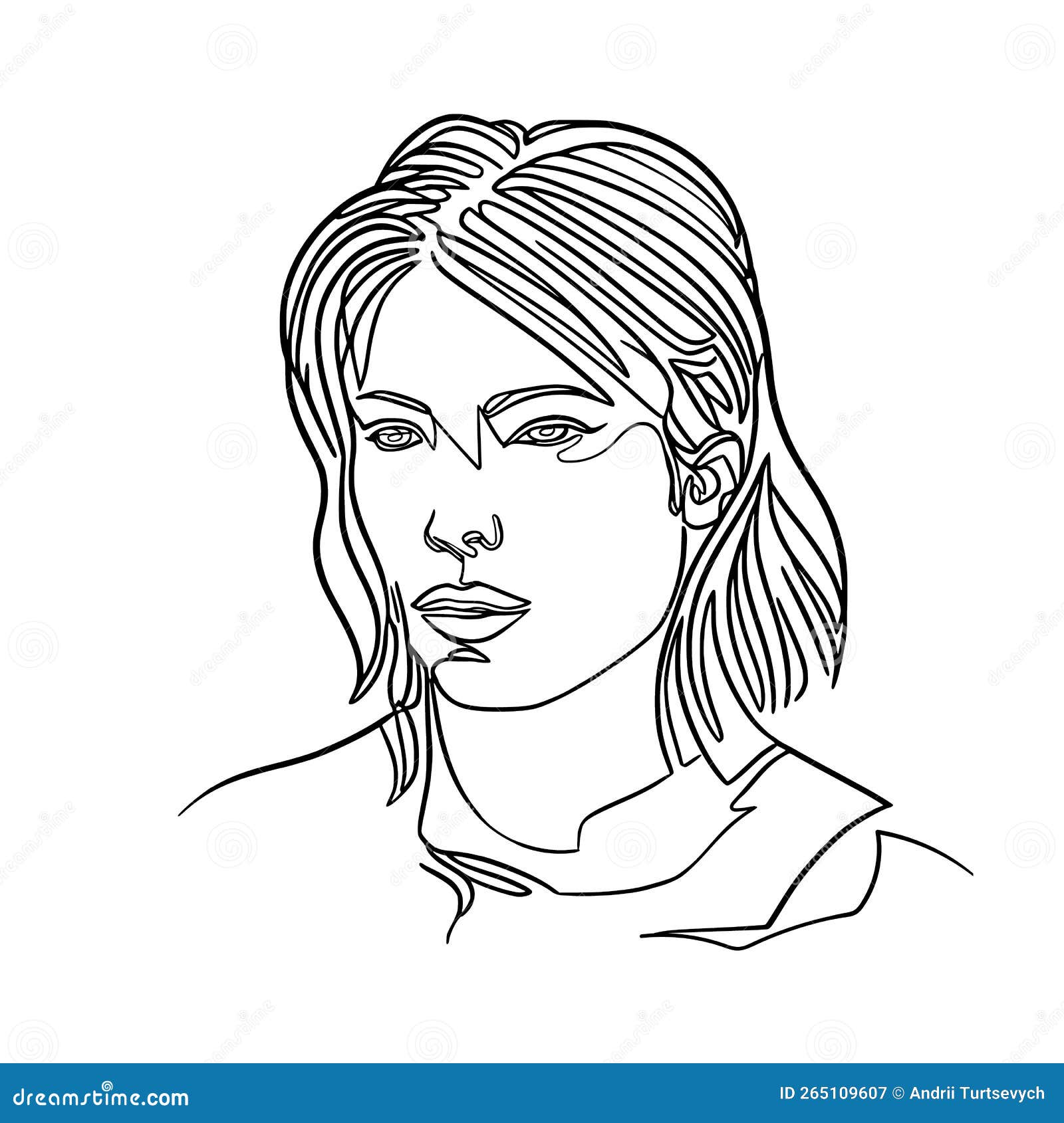 A Womans Head Drawing, Continuous Line Vector Stock Vector ...