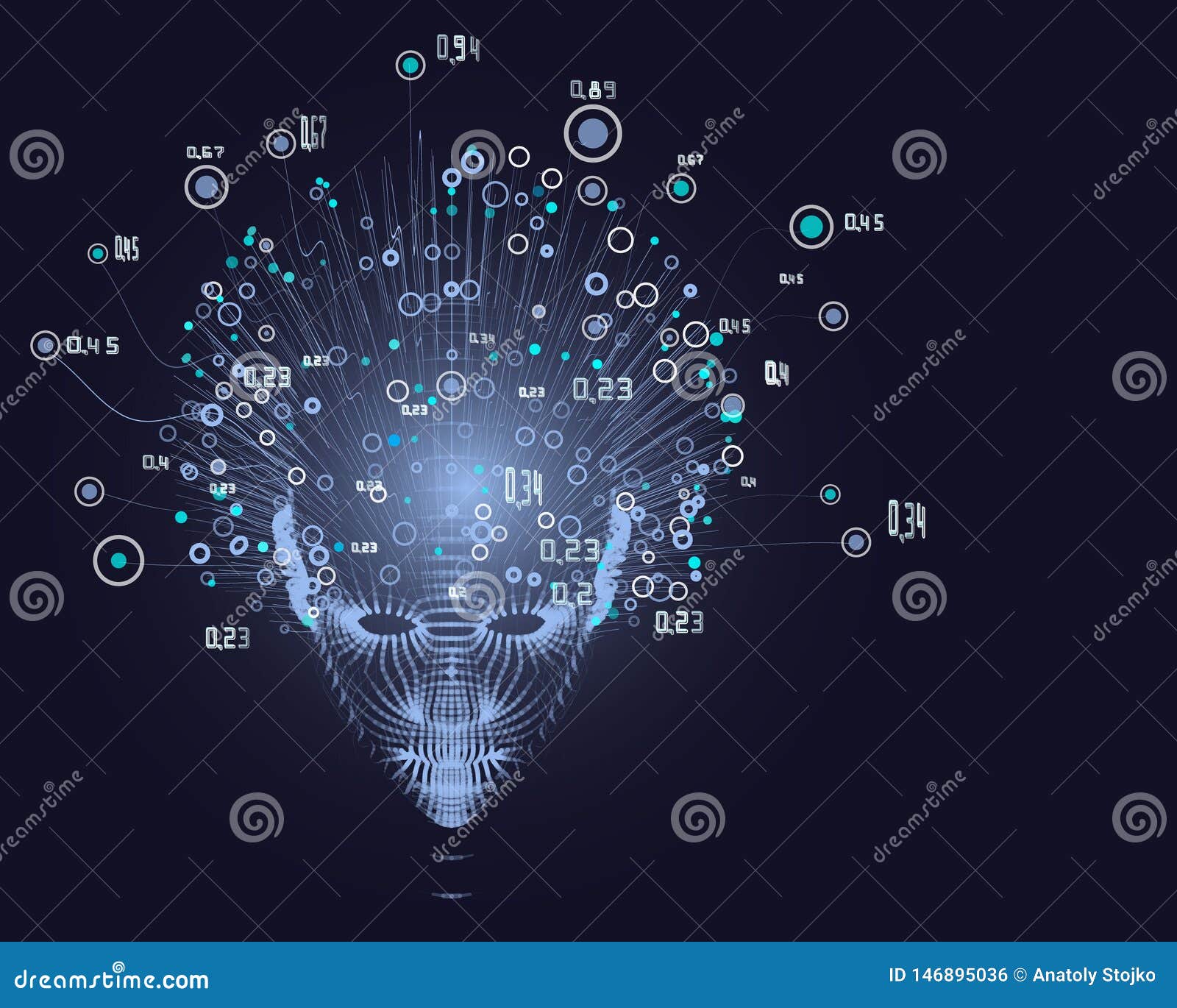 Womans Head Grid. Big Data Concept. Abstract Artificial Intelligence ...