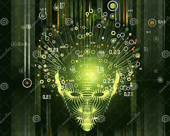Womans Head Grid. Big Data Concept. Abstract Artificial Intelligence ...
