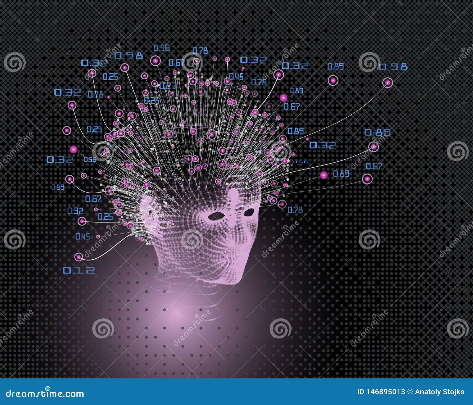 Womans Head Grid. Big Data Concept. Abstract Artificial Intelligence ...