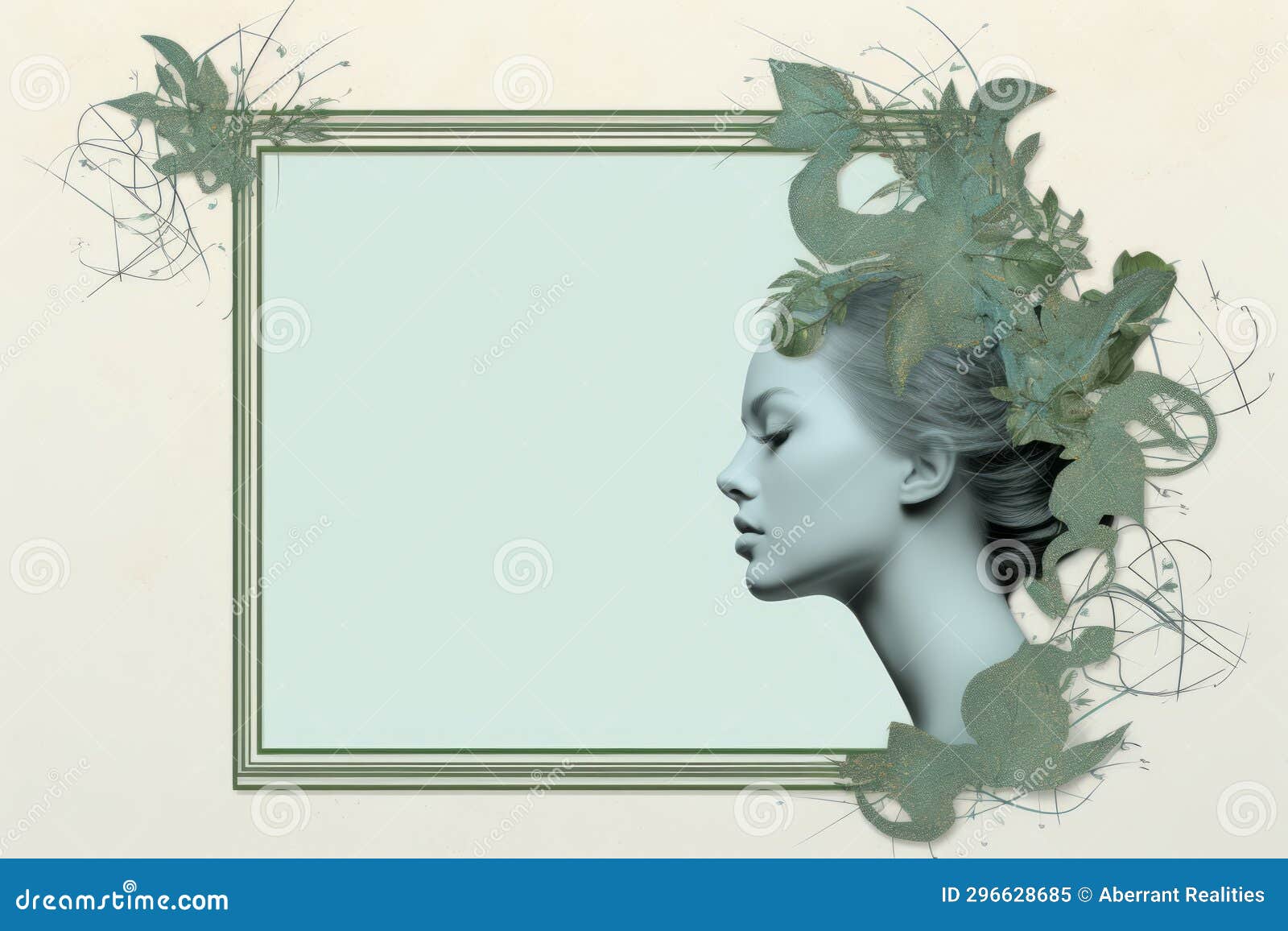 A Womans Head is in the Shape of an Ornate Frame Stock Illustration ...