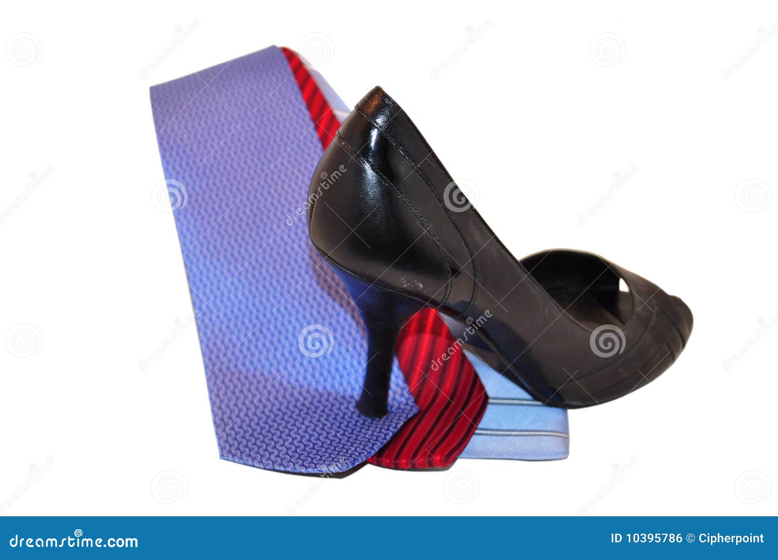 Womans High Heels Stepping on Mens Ties Stock Photo - Image of folded ...