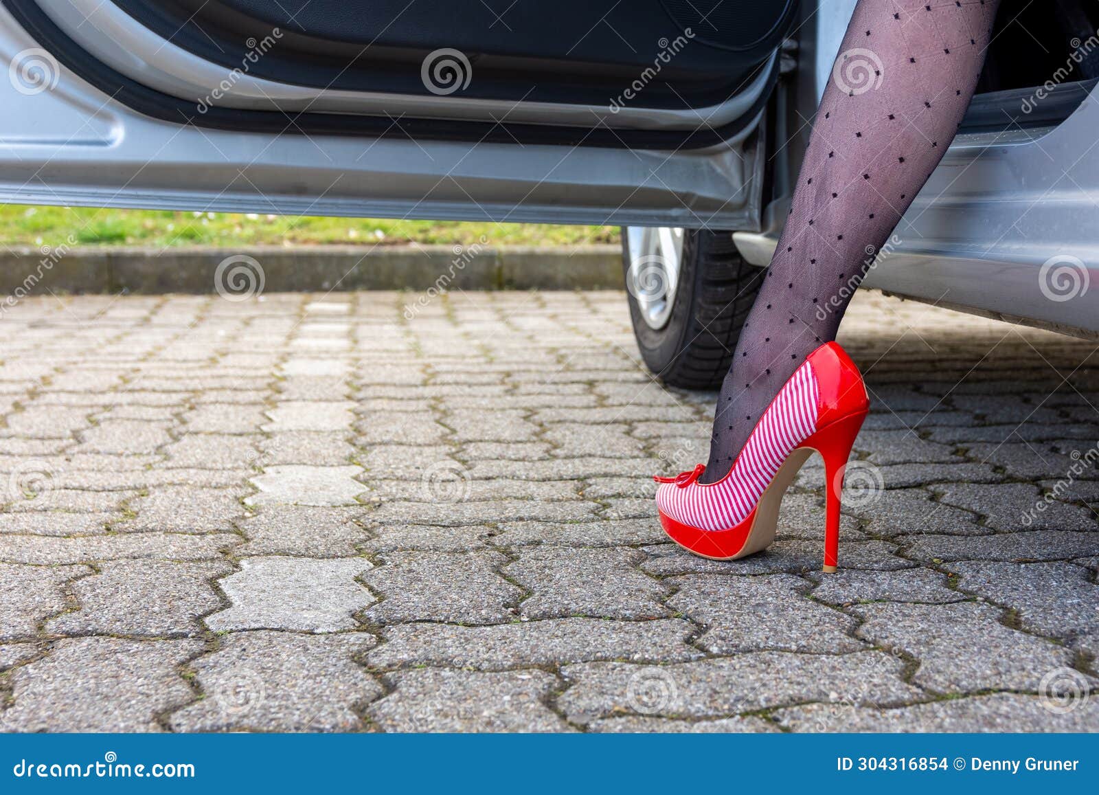 A Womans Leg Out of a Car with High Heels Stock Photo - Image of long ...