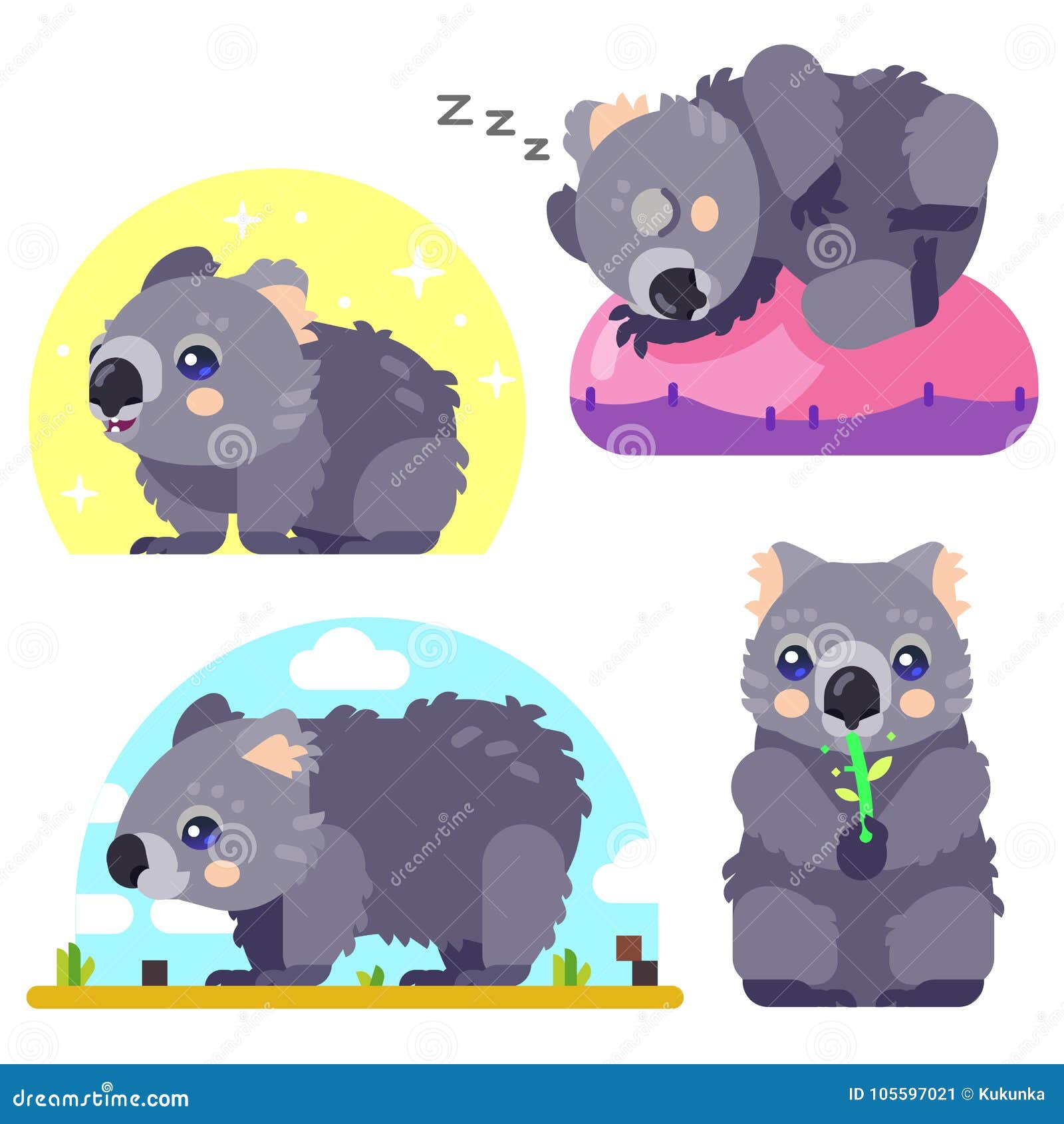 Wombat Character Drawing. Cute Cartoon Vector Illustration For Kids ...