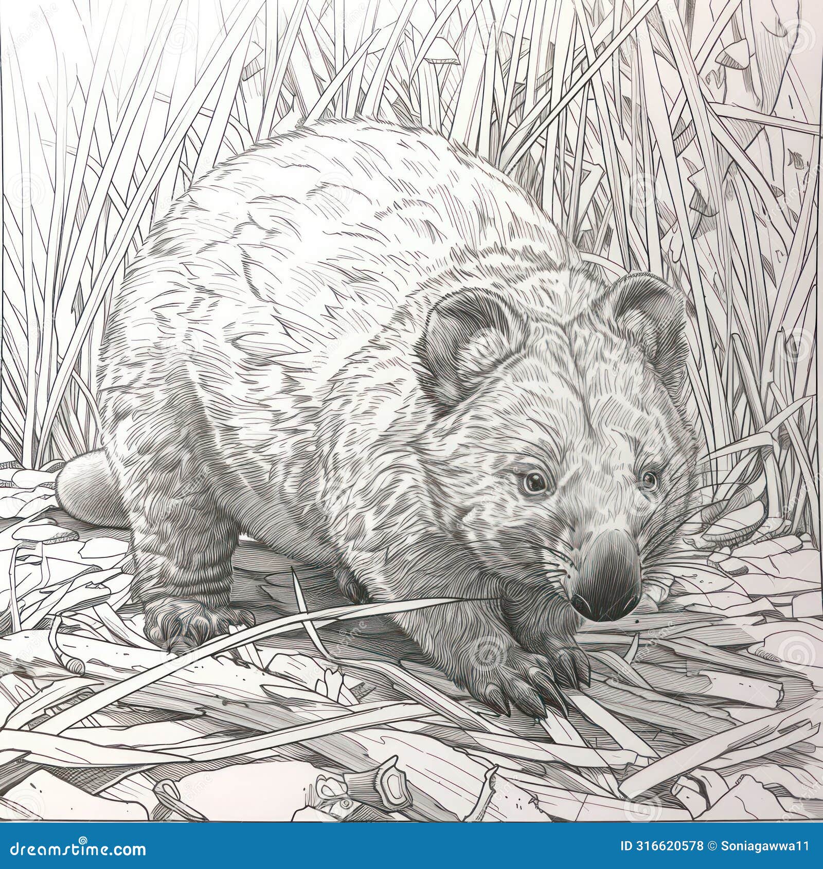 Wombat Drawing Coloring Book Page Stock Photography | CartoonDealer.com ...
