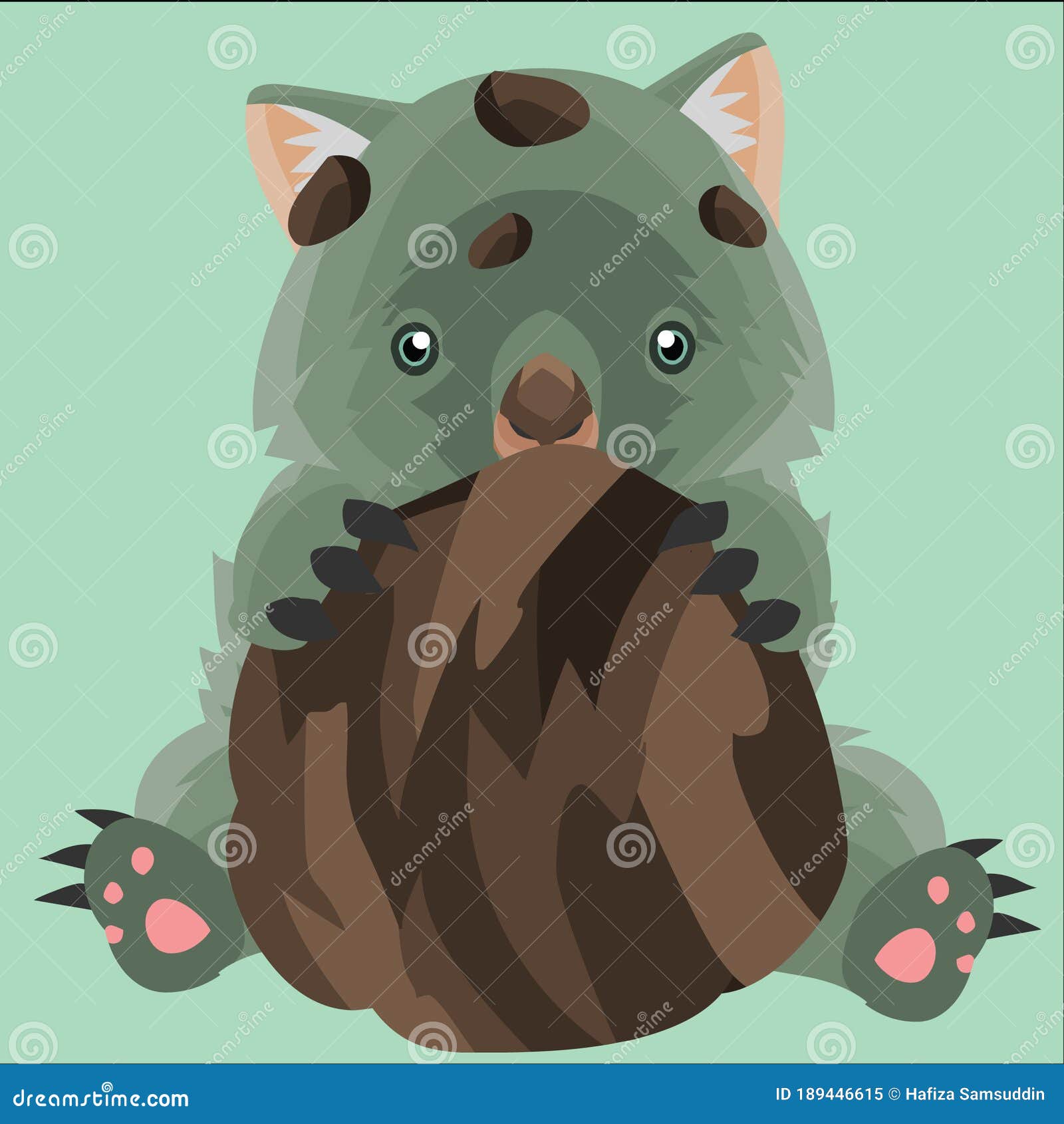 Wombat Hugging a Pile of Dirt. Vector Illustration Decorative Design ...